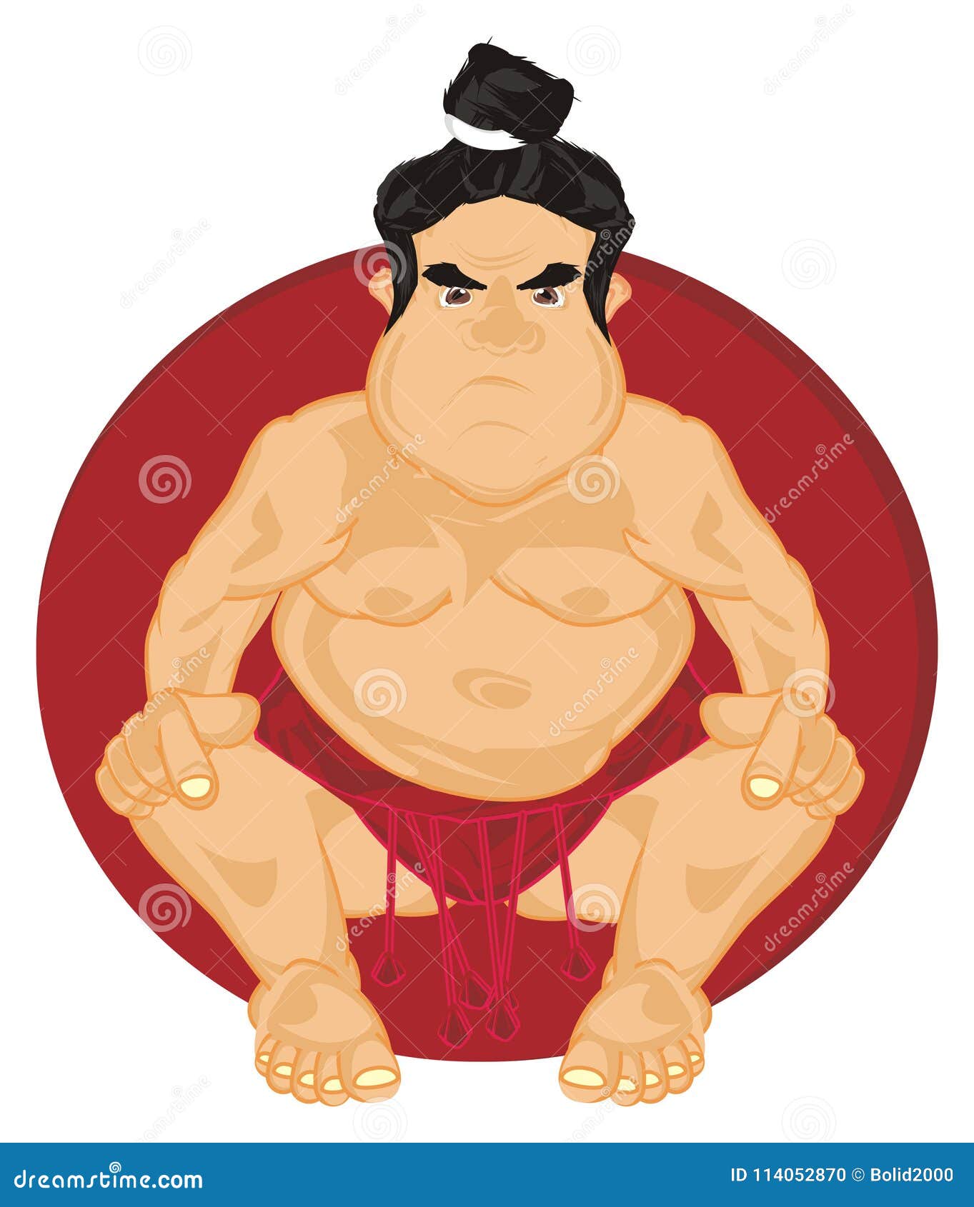 Angry Sumo Wrestler Character, Japanese Martial Art Fighter Vector ...