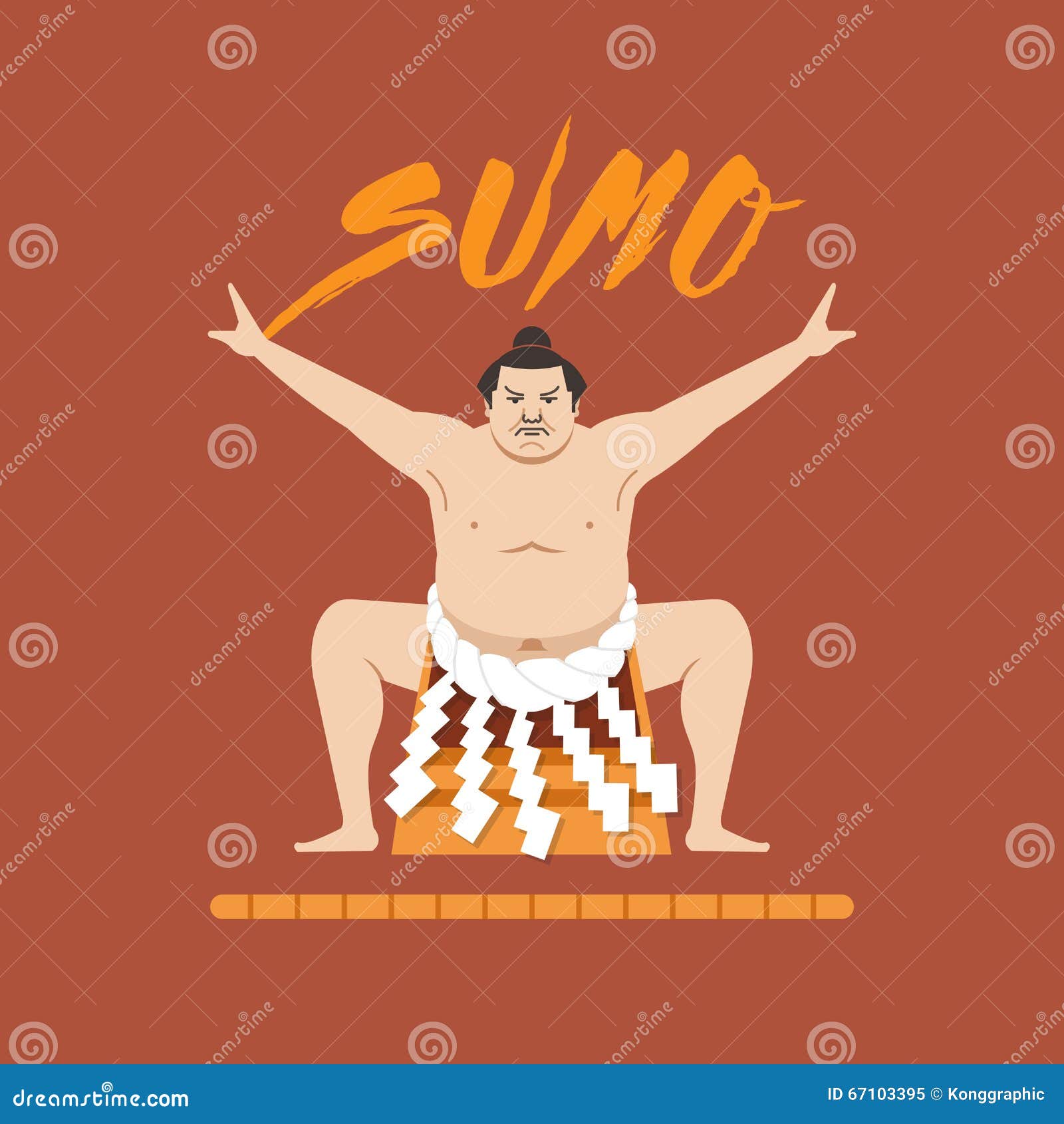Sumo Wrestler, Vector Illustration Stock Vector - Illustration of ...