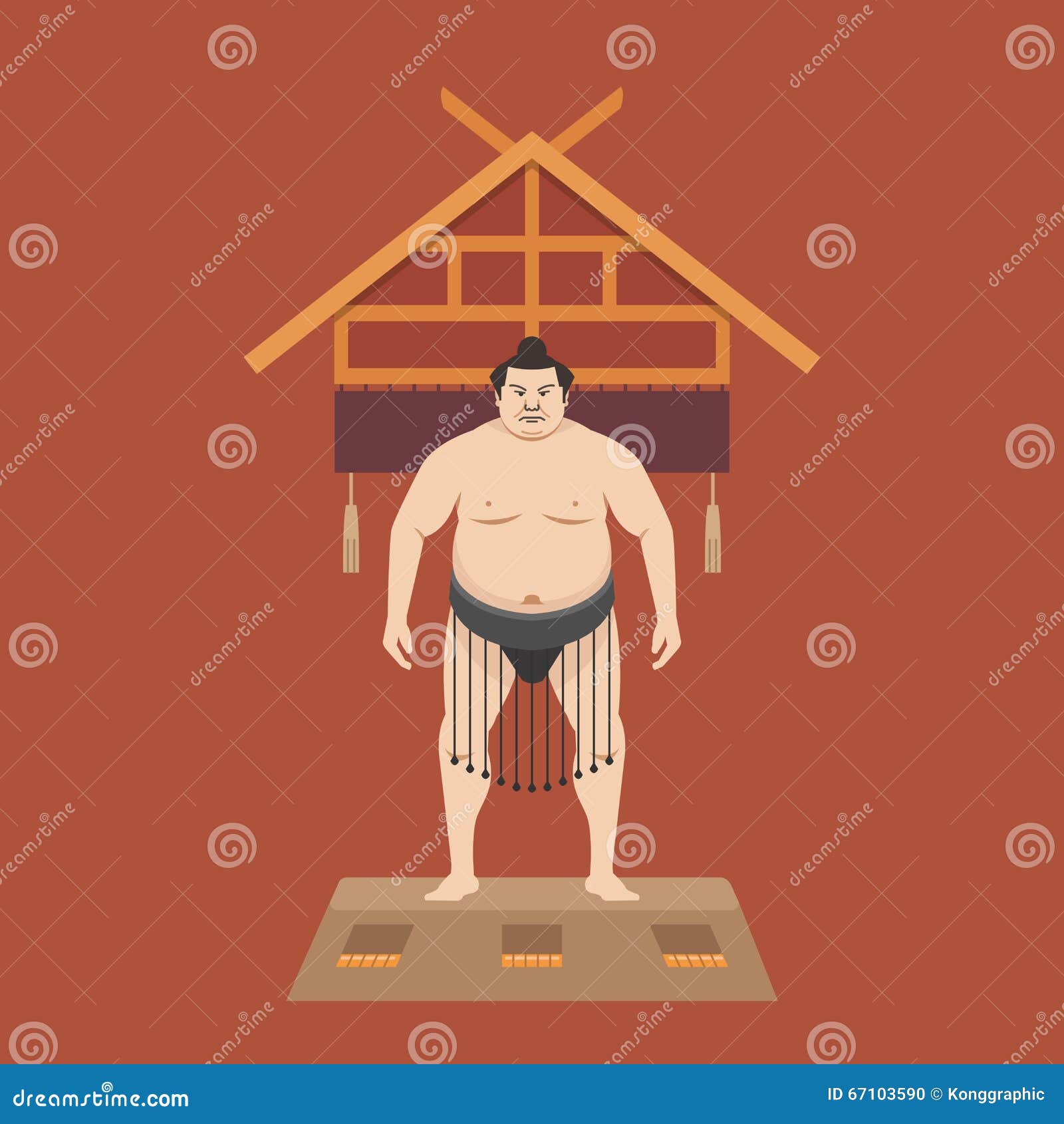 Sumo Wrestler, Vector Illustration Stock Vector - Illustration of ...