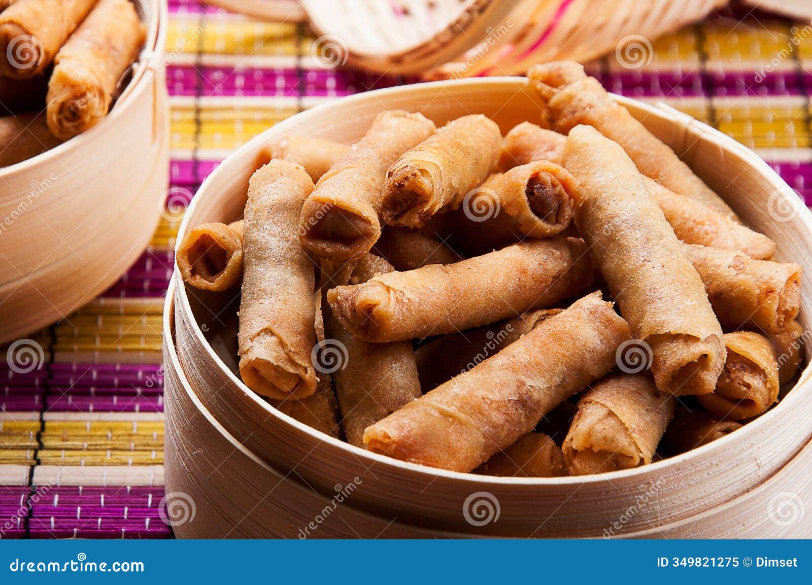 Sumpia Spring Rolls in Bamboo Bowl Stock Image - Image of spring ...