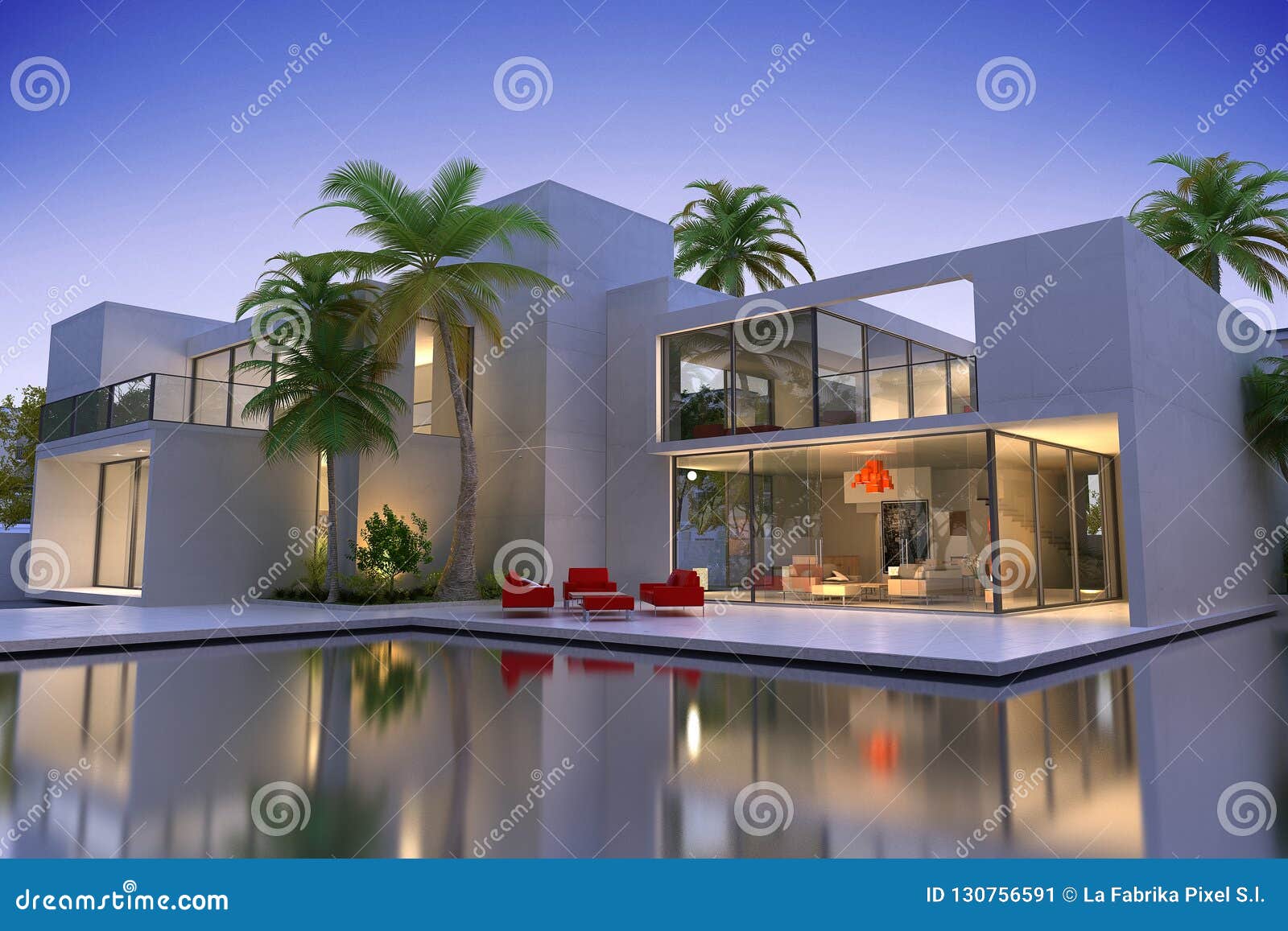Sumptuous modern house stock illustration. Illustration of building ...
