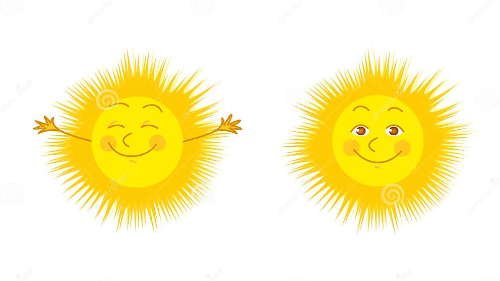 Very Happy Sun and a Smiling Sun. Vector Illustration. EPS Stock Vector ...