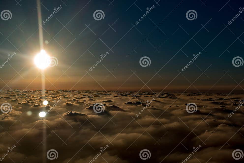 Sun Above the Clouds, the View from the Plane Stock Photo - Image of ...