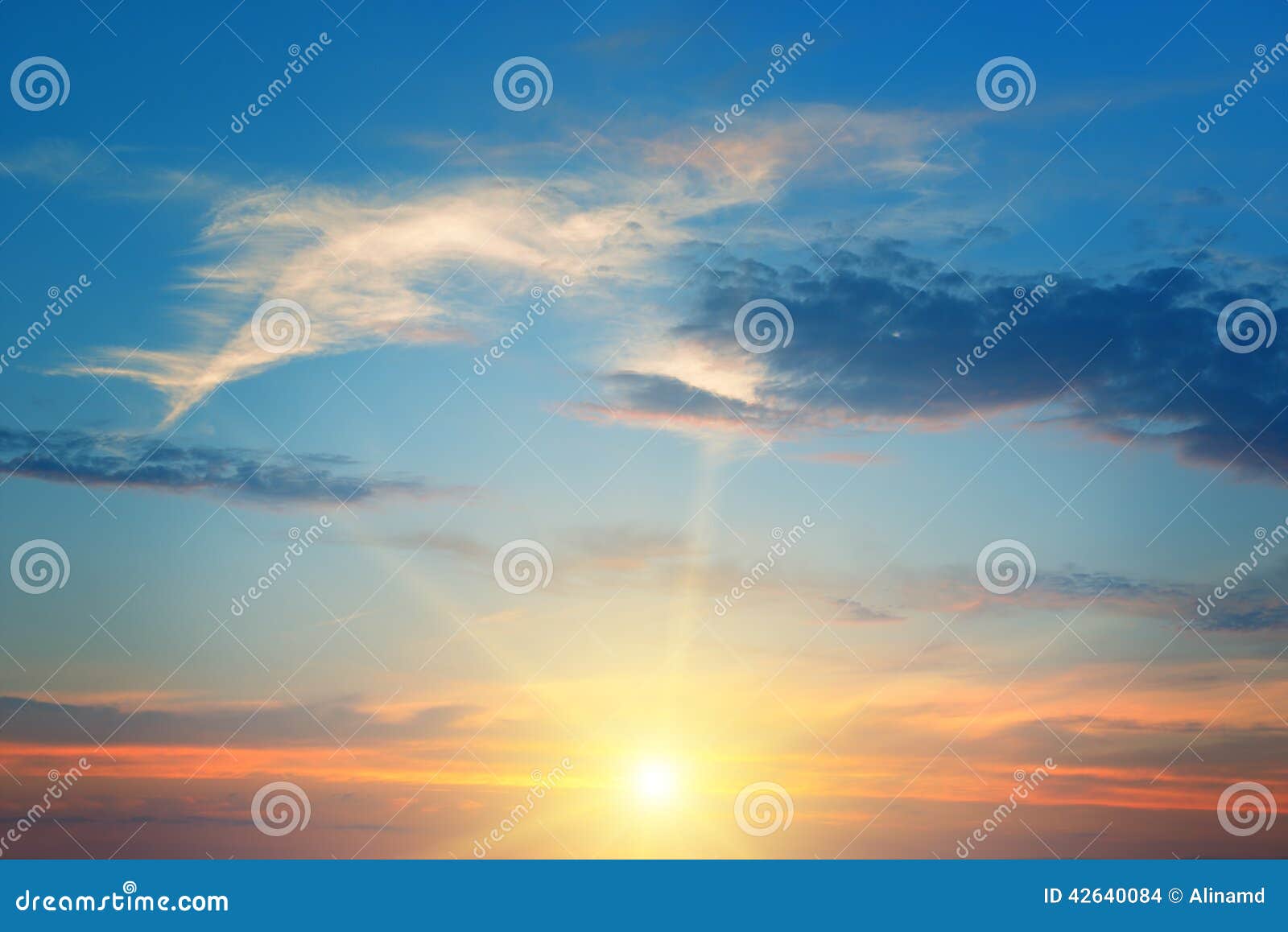 The sun above the horizon stock photo. Image of light - 42640084
