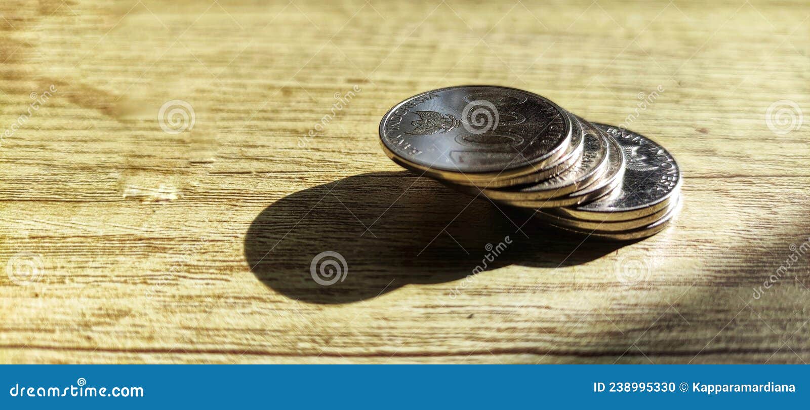 Shadows Appear on Coins Arranged Vertically Stock Photo - Image of ...