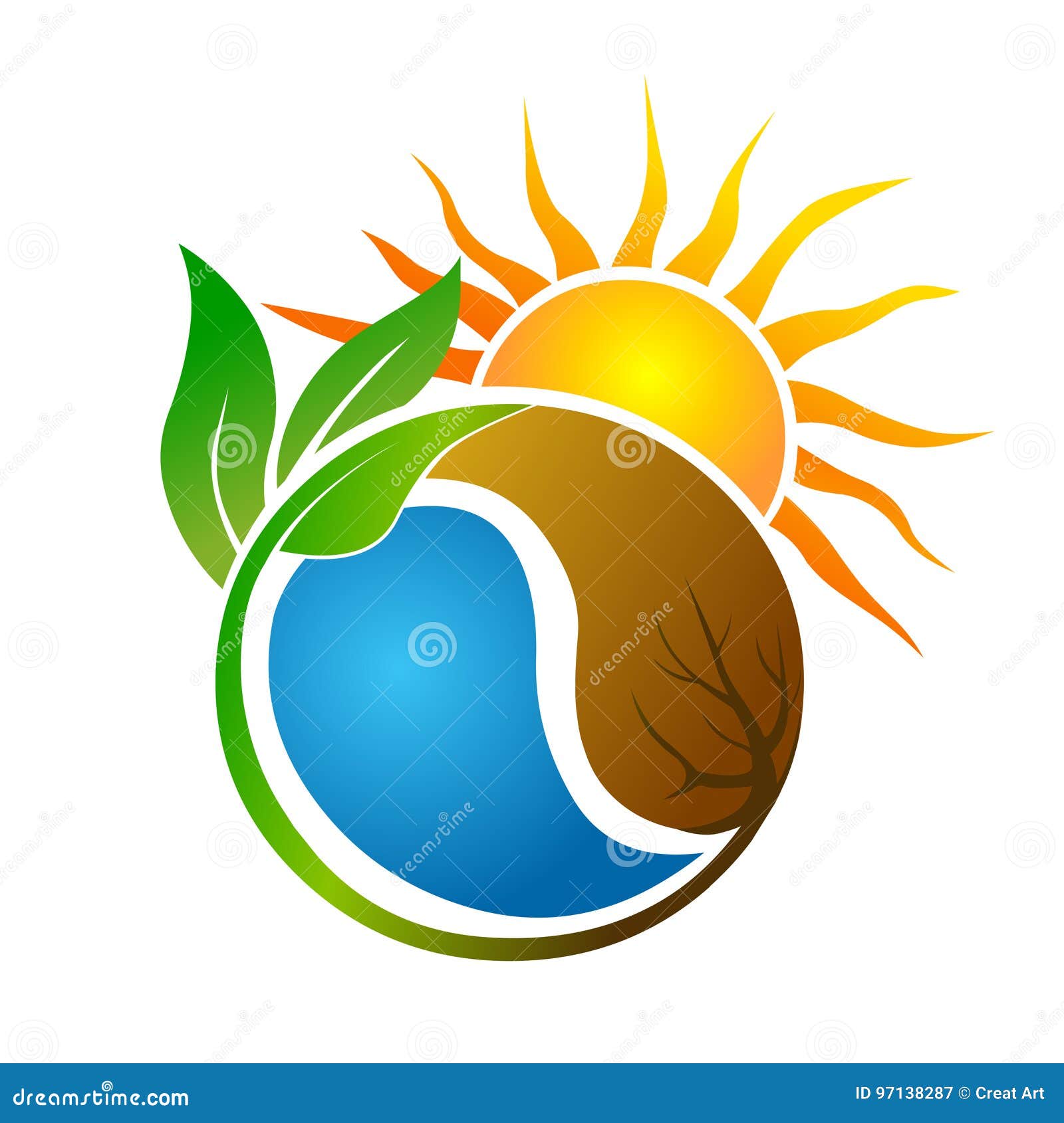 Sun, agua, suelo y planta ilustración del vector. Ilustración de hoja ...