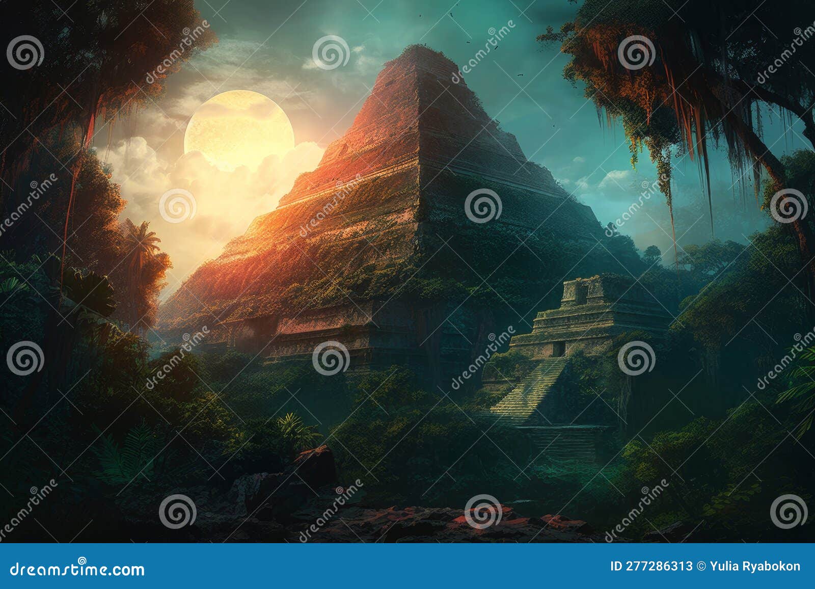 Sun Ancient Pyramid Sunset. Generate Ai Stock Illustration ...