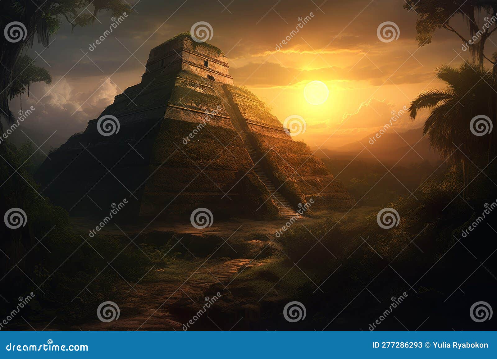 Sun Ancient Pyramid Temple. Generate Ai Stock Illustration ...