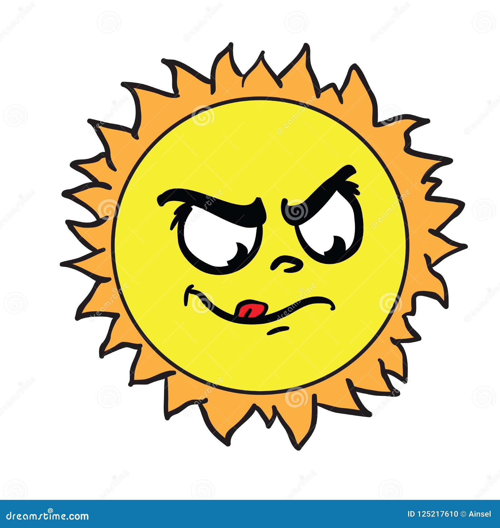 Sun angry stock illustration. Illustration of funny - 125217610