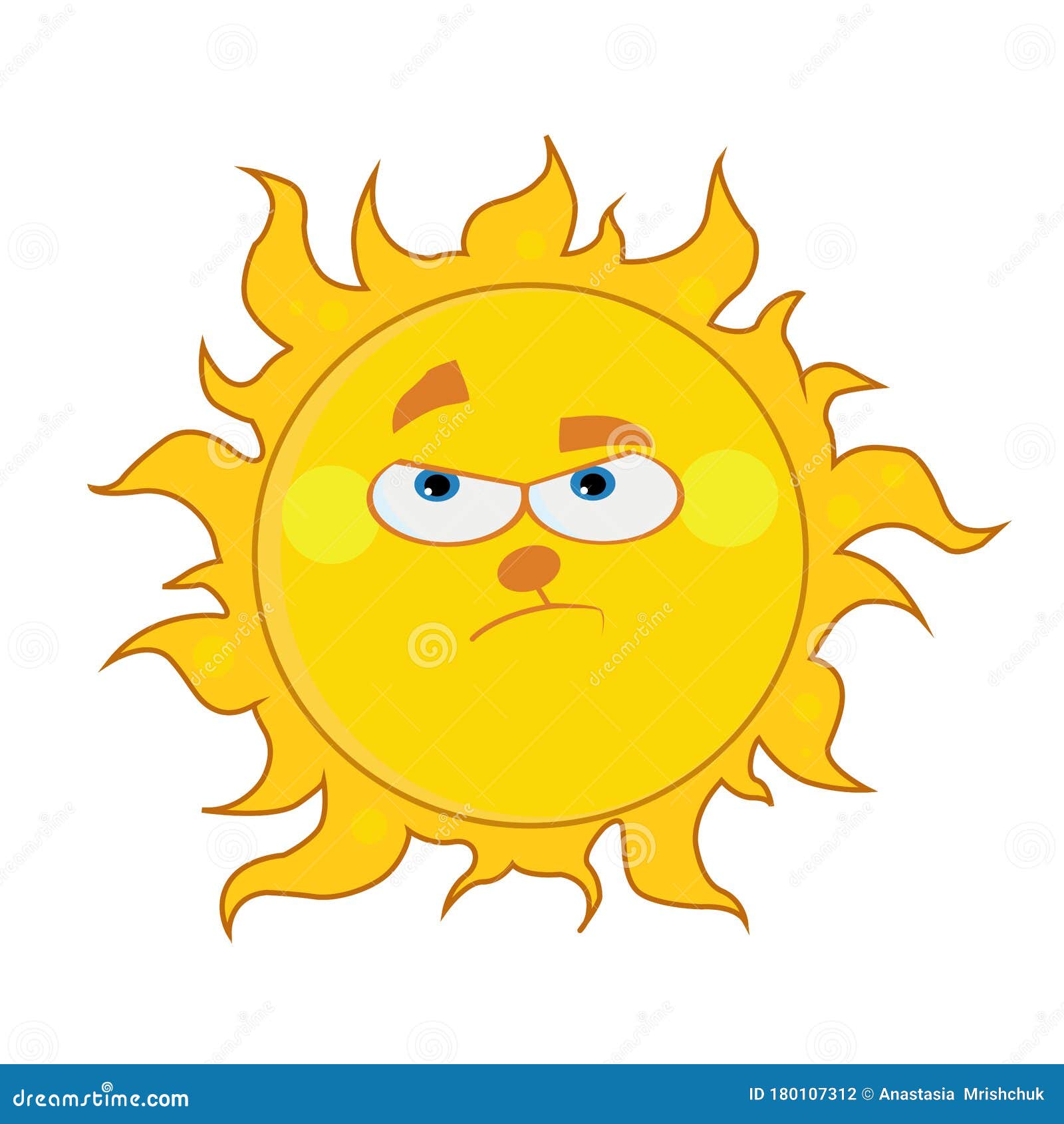 Sun. Angry Emotion for Children Vector Illustration Stock Illustration ...