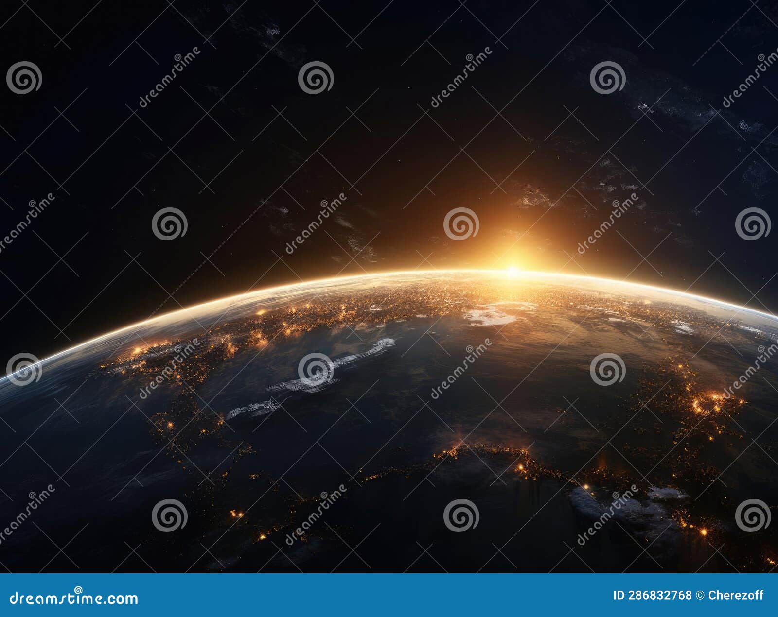The Sun Appears from Behind the Planet Earth Stock Illustration ...