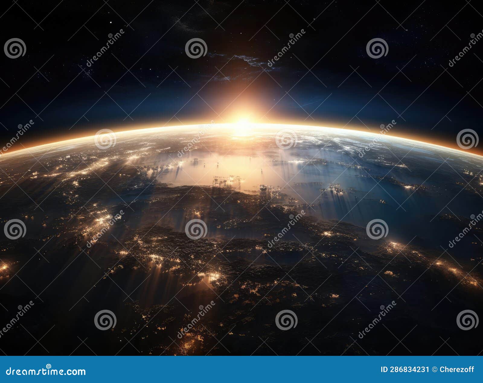 The Sun Appears from Behind the Planet Earth Stock Illustration ...