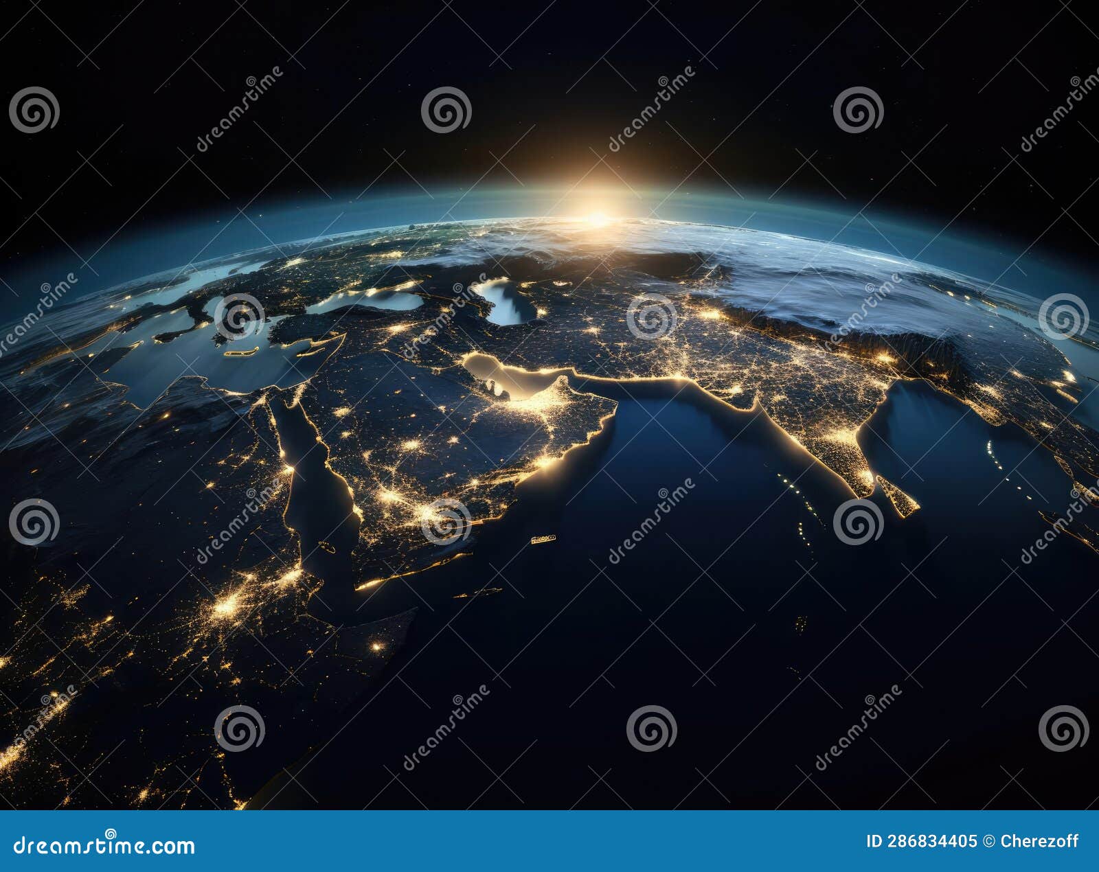 The Sun Appears from Behind the Planet Earth Stock Illustration ...
