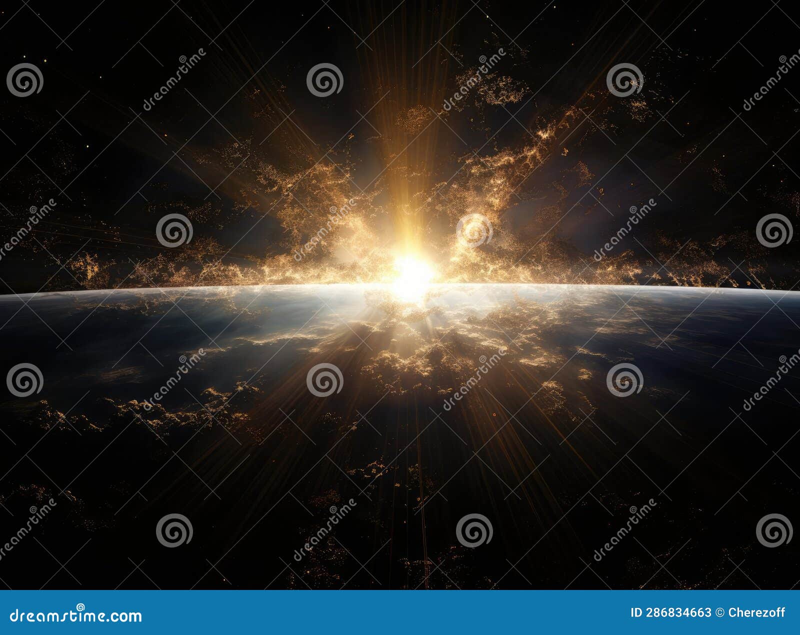 The Sun Appears from Behind the Planet Earth Stock Illustration ...