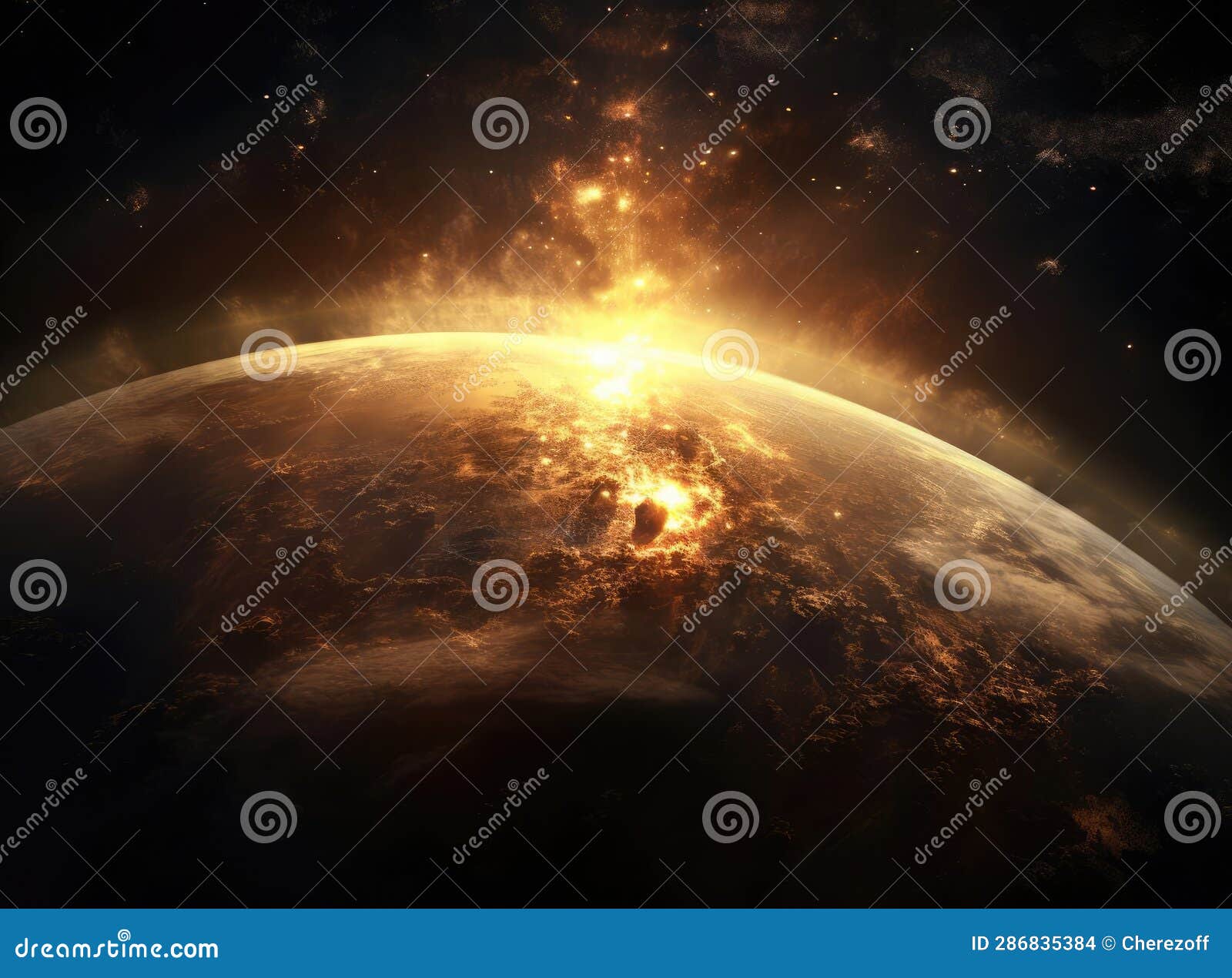 The Sun Appears from Behind the Planet Earth Stock Illustration ...