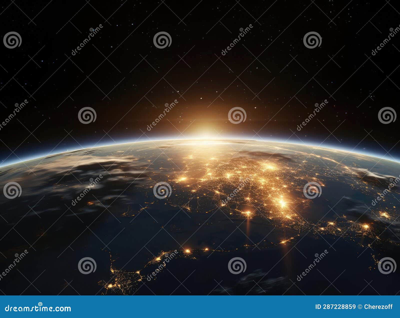 The Sun Appears from Behind the Planet Earth Stock Illustration ...