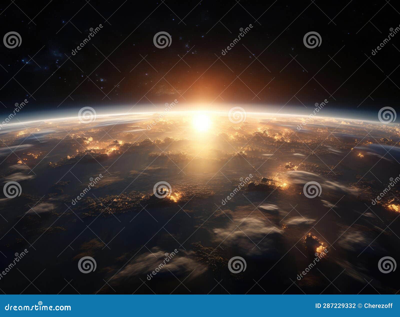 The Sun Appears from Behind the Planet Earth Stock Illustration ...