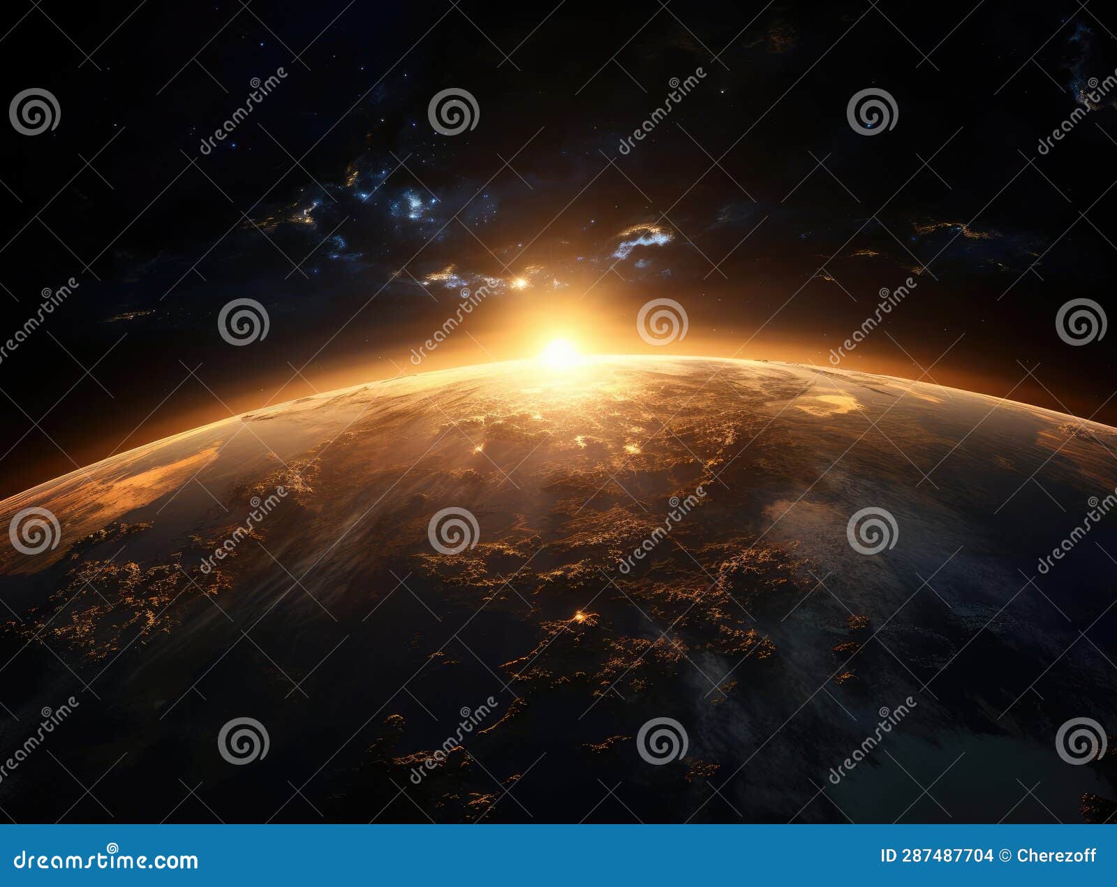 The Sun Appears from Behind the Planet Earth Stock Illustration ...