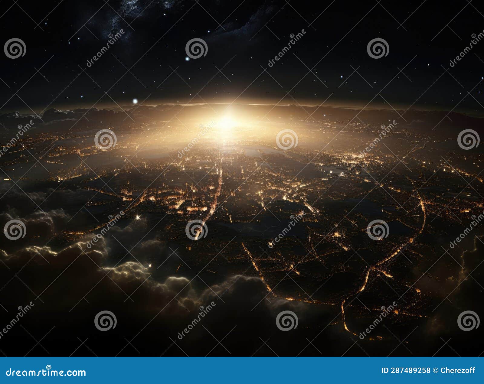The Sun Appears from Behind the Planet Earth Stock Illustration ...