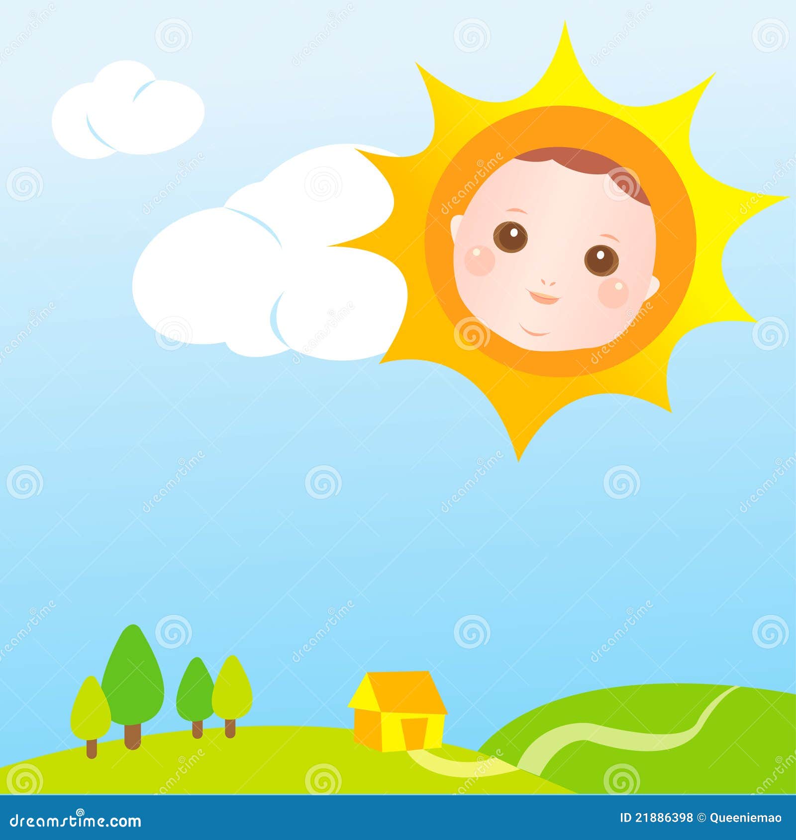 Sun baby card stock vector. Illustration of cloud, child - 21886398