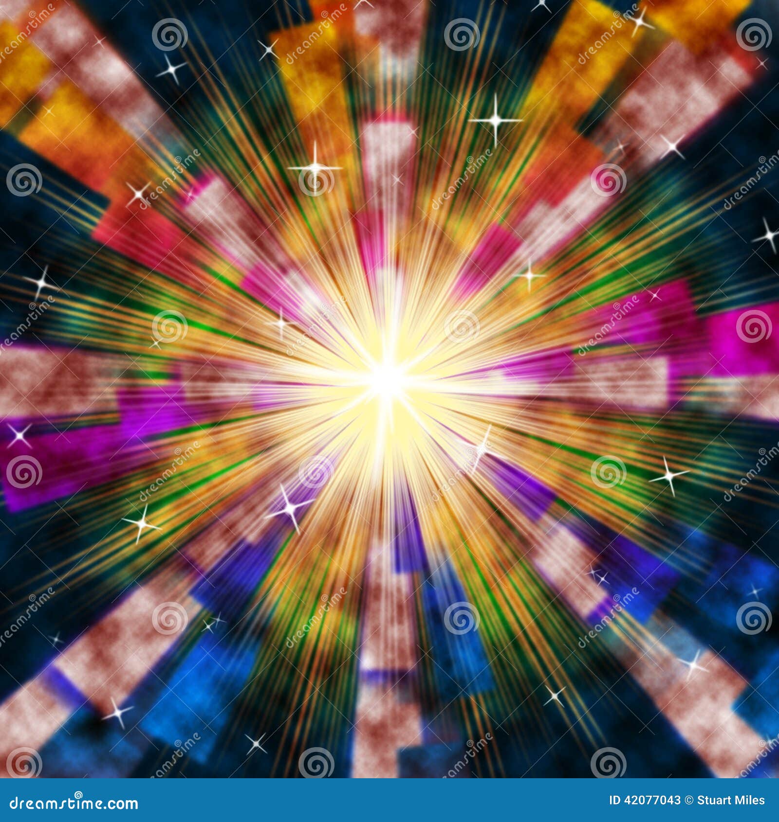 Sun Background Means Shining and Multi-Colored Rays Stock Illustration ...