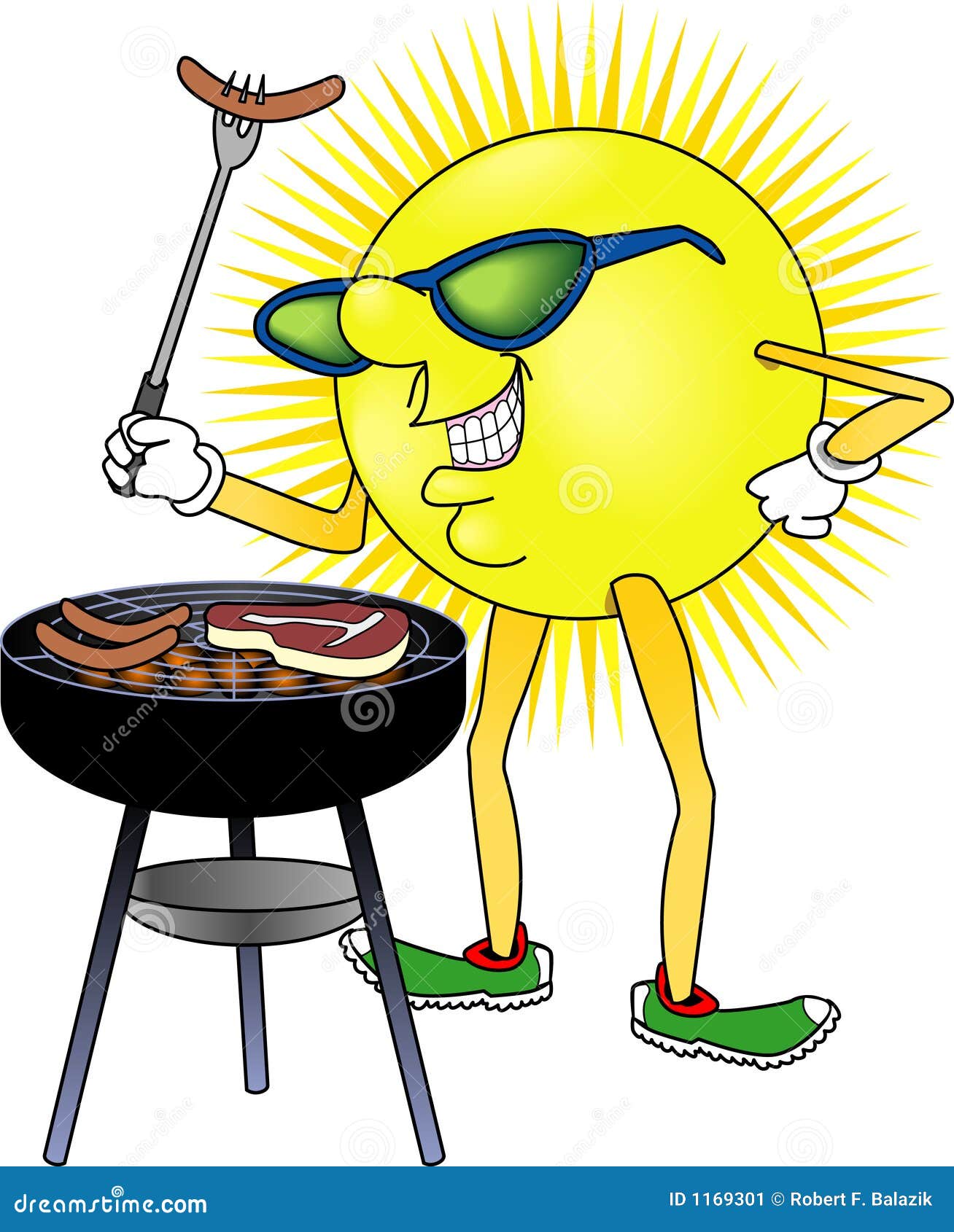 Sun_BBQ stock vector. Illustration of solar, funny, cartoon - 1169301