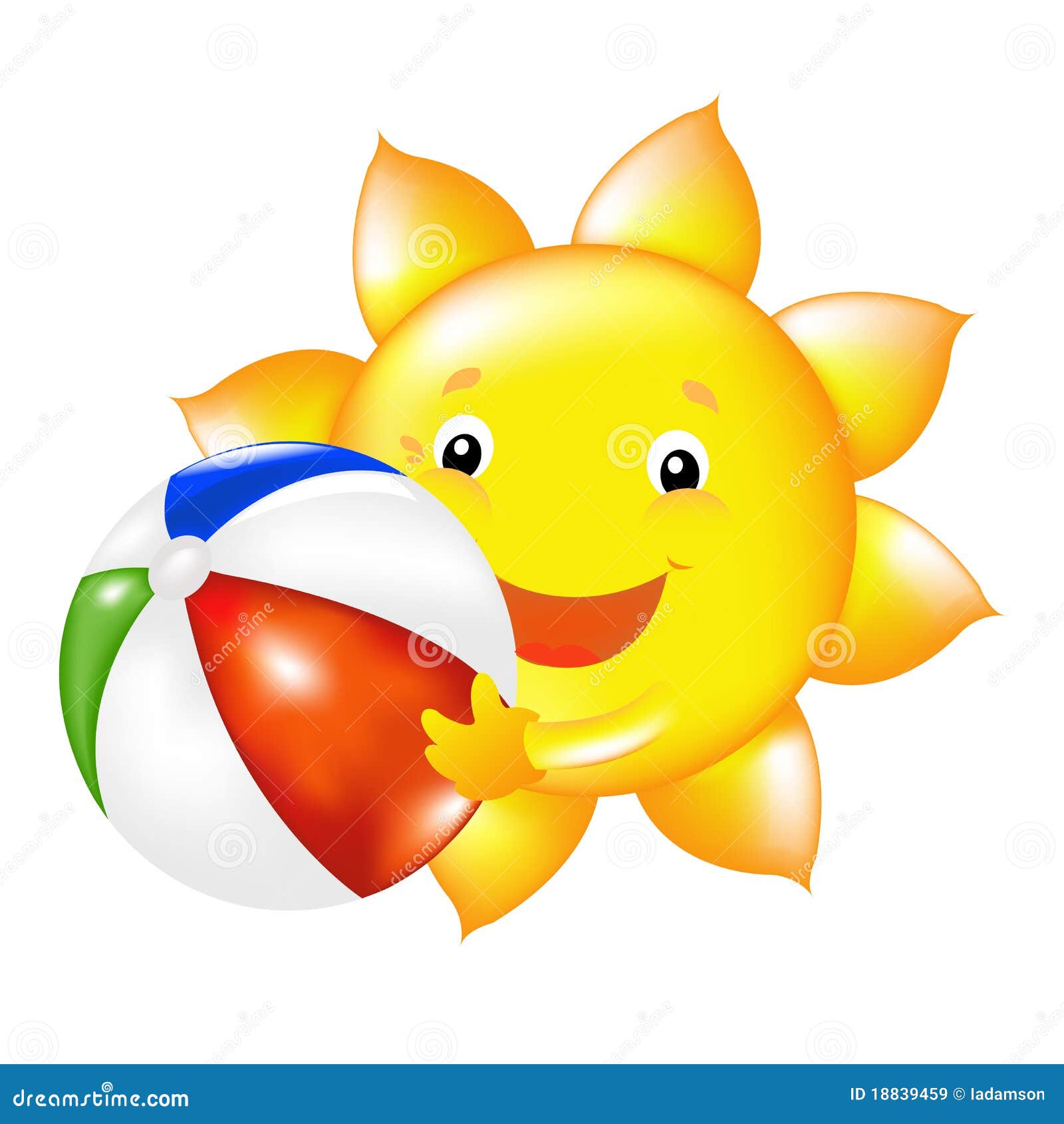 Sun with Beach Ball stock vector. Illustration of light - 18839459