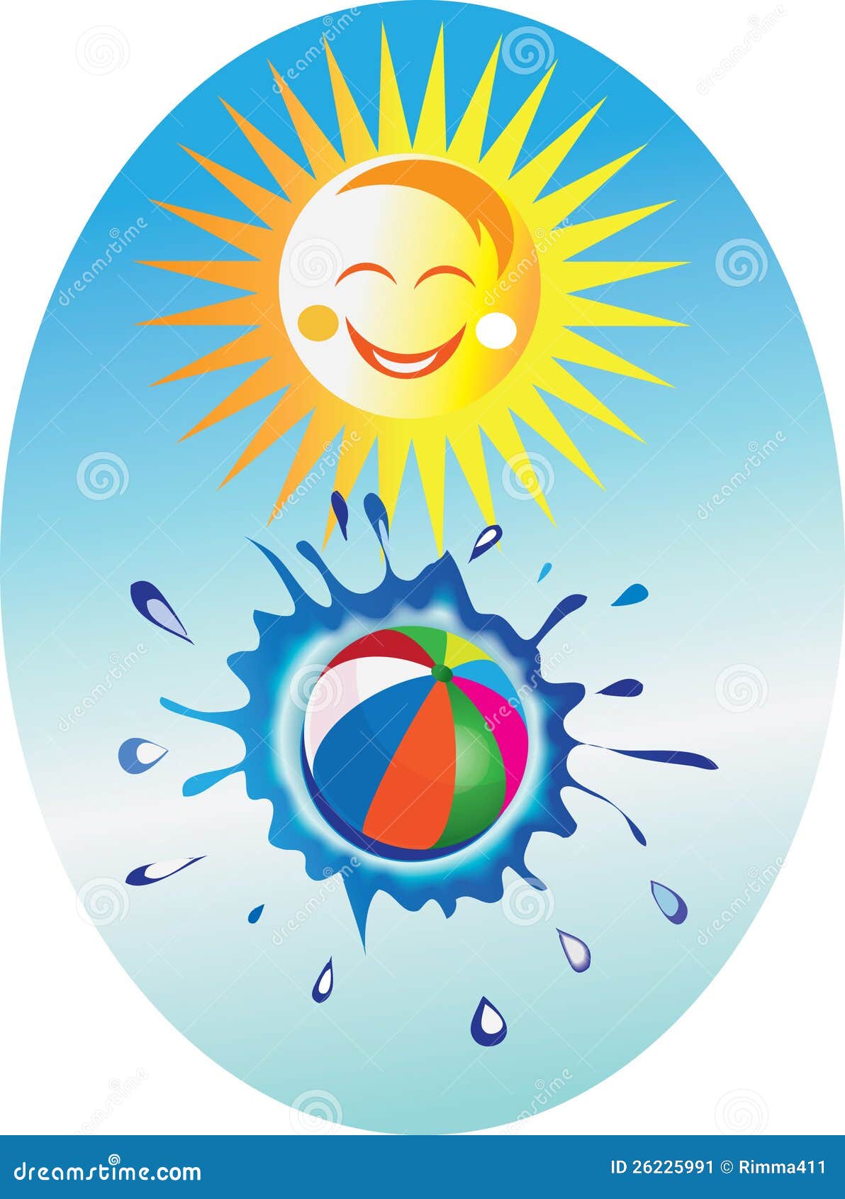Sun and beach ball. stock illustration. Illustration of sport - 26225991