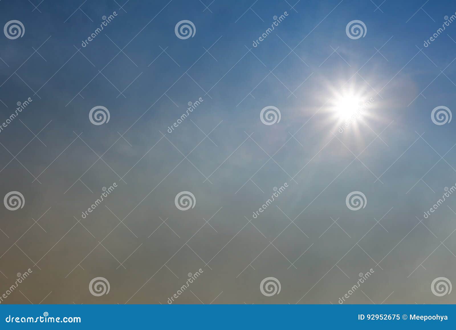 Sun and the Beam on the Blue Sky Background. Stock Image - Image of ...