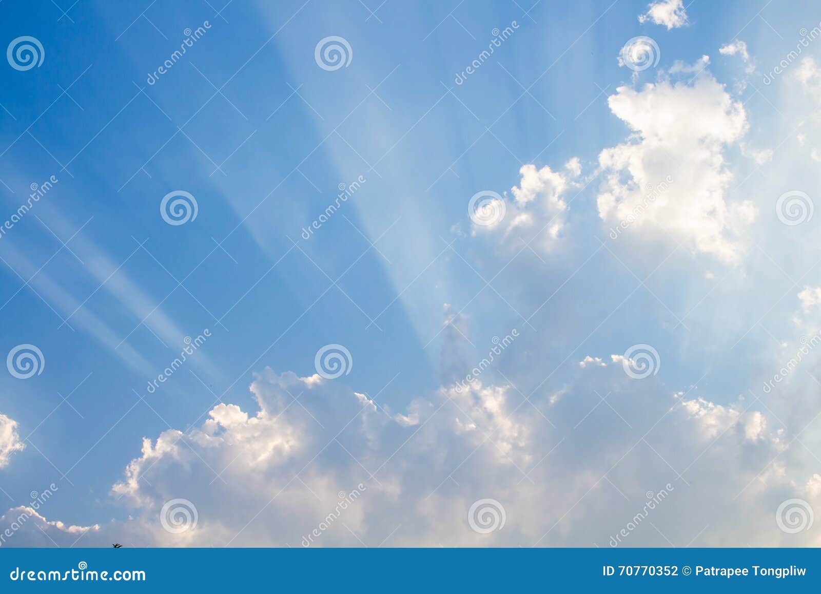 Sun beam on blue sky stock photo. Image of beautiful - 70770352
