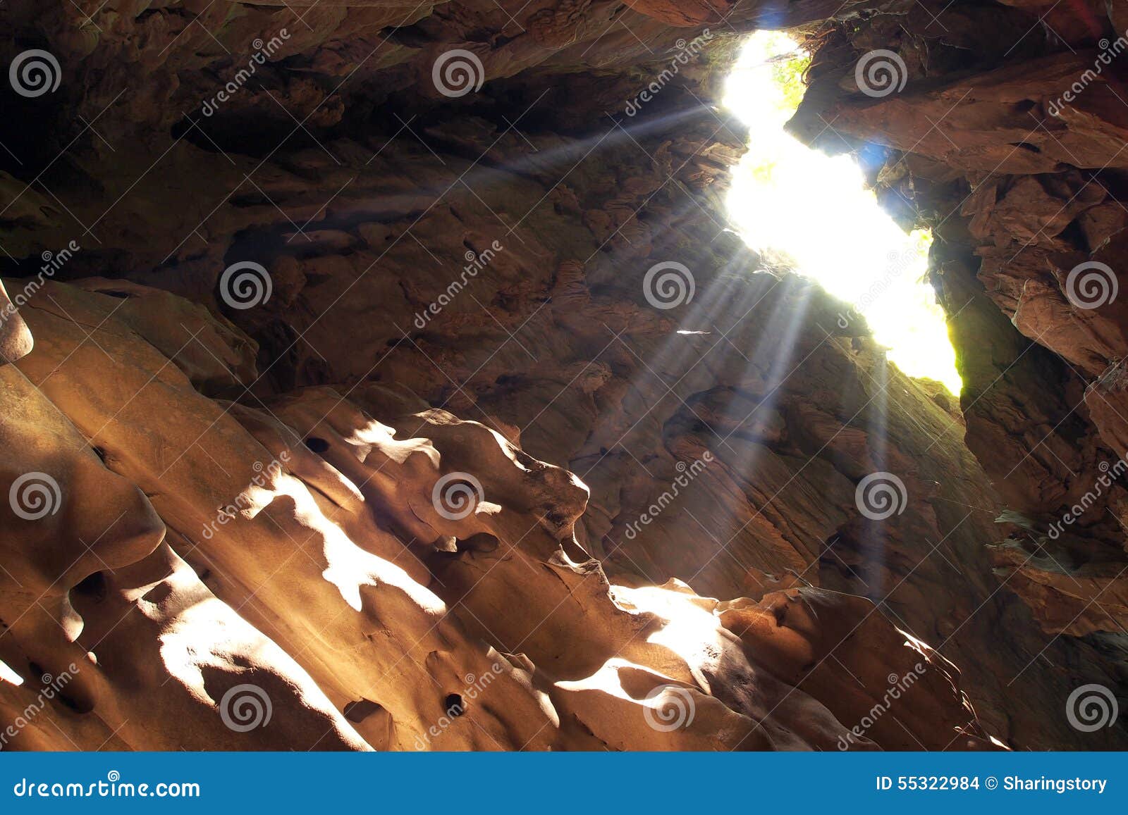 Sun beam in cave stock photo. Image of orange, deep, thailand - 55322984