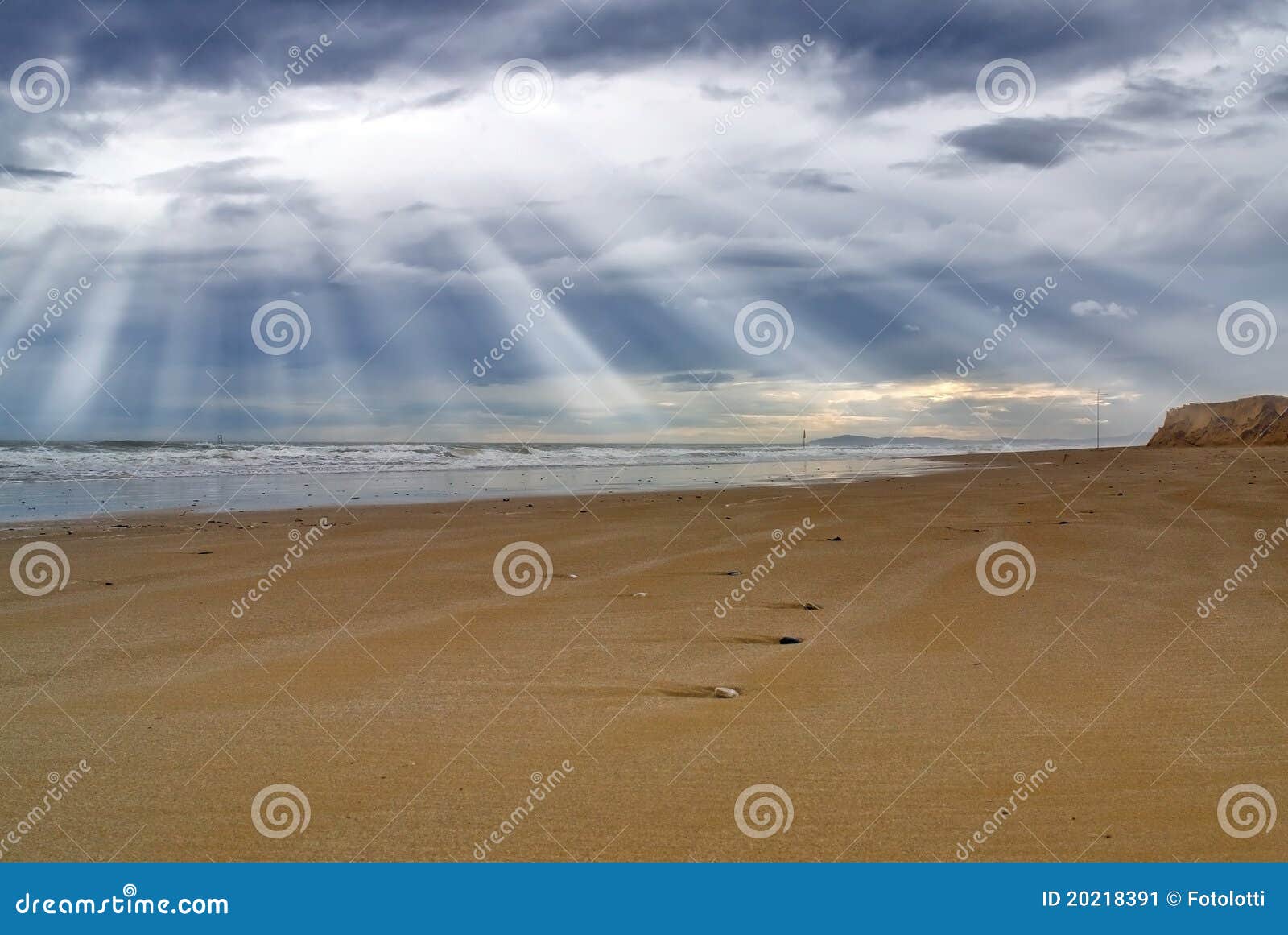 Sun beam over the beach stock image. Image of sand, marine - 20218391