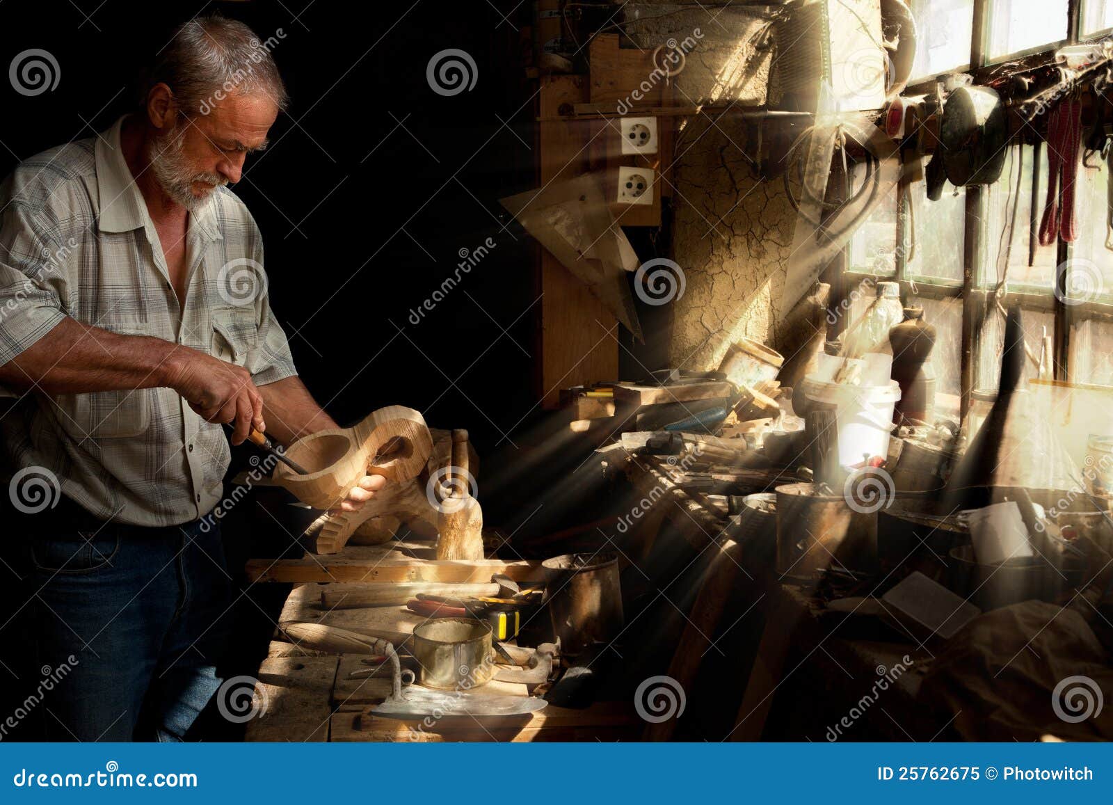 Sun Beams Shining on Carpentry Stock Image - Image of craft, carving ...