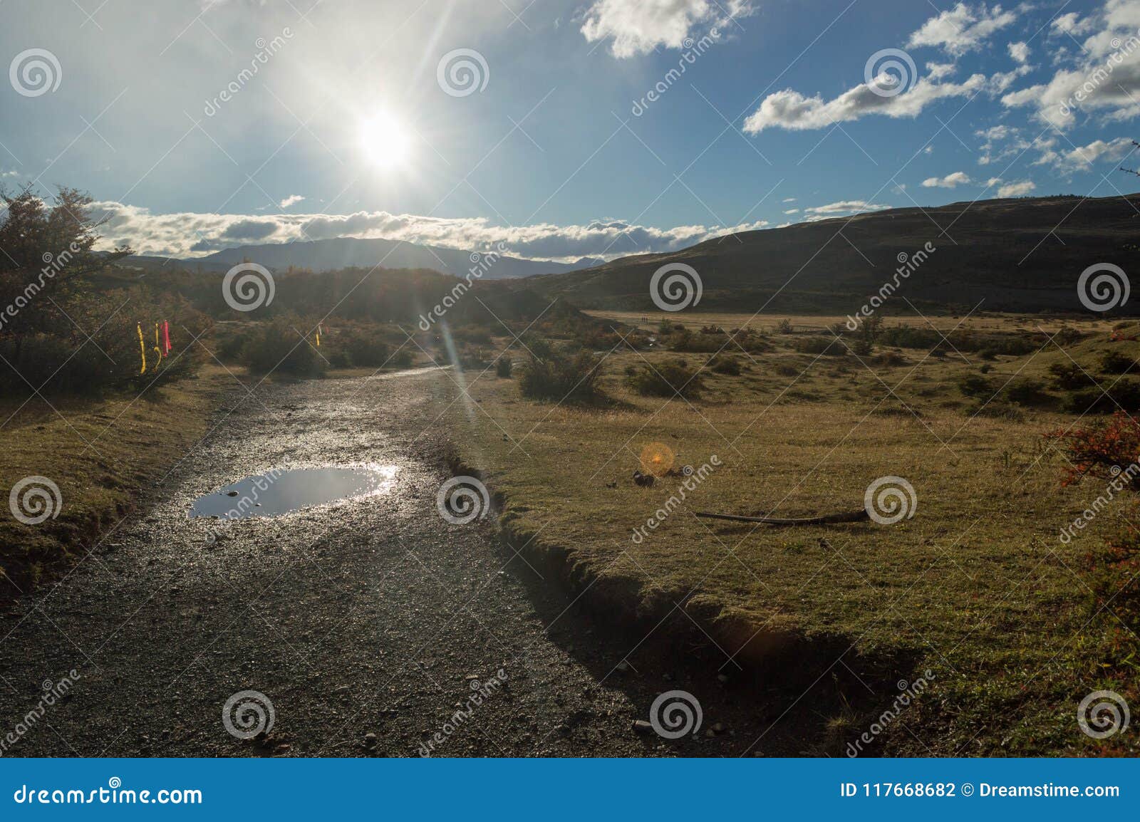 The Sun Beats Down on the Trekking Path Stock Photo - Image of reflects ...