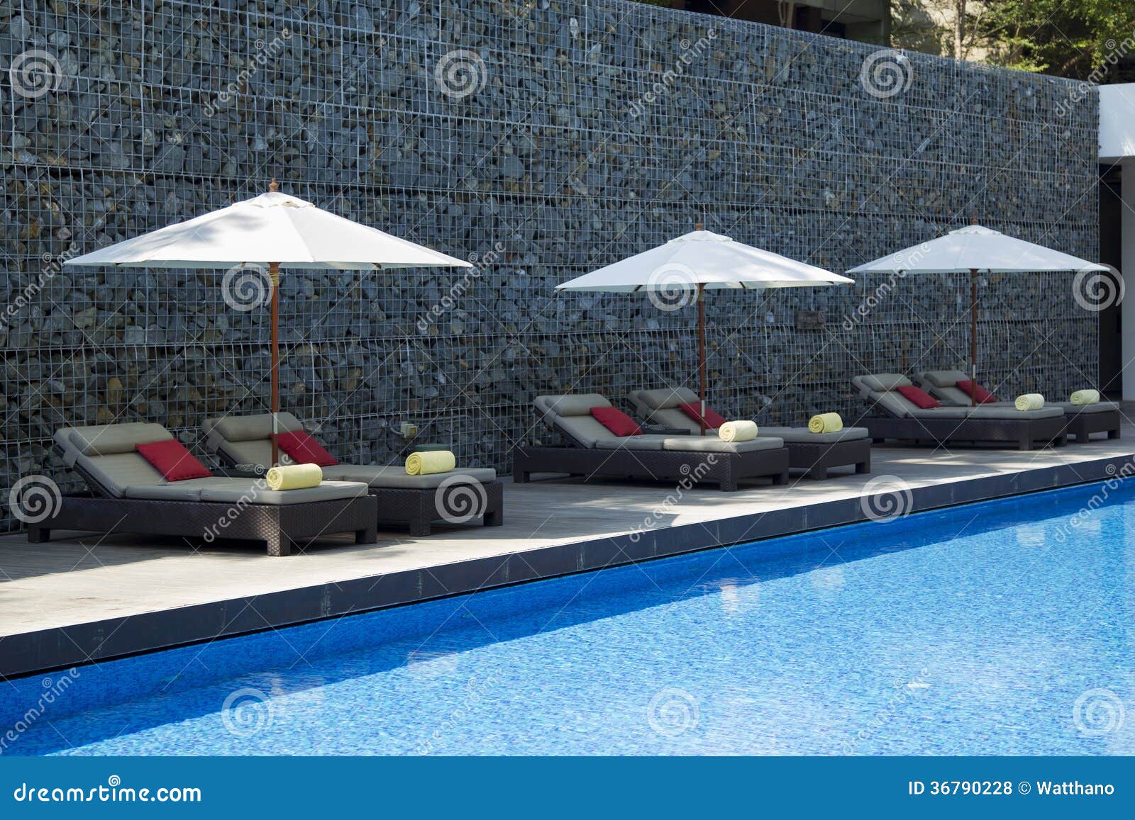 Sun Bed in Swimming Pool Area Stock Photo - Image of hotel, pool: 36790228