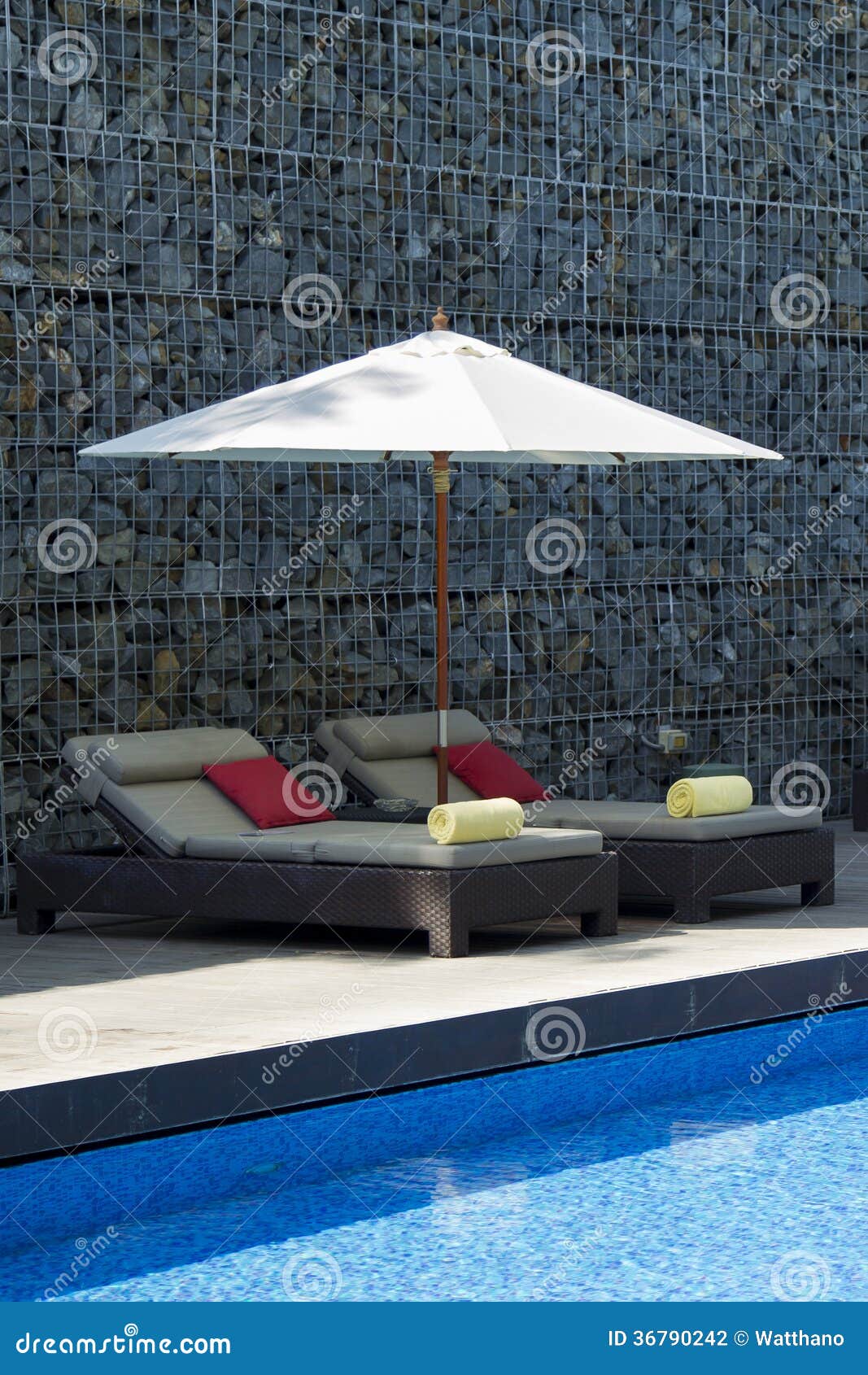 Sun Bed in Swimming Pool Area Stock Photo - Image of colorful, rest ...