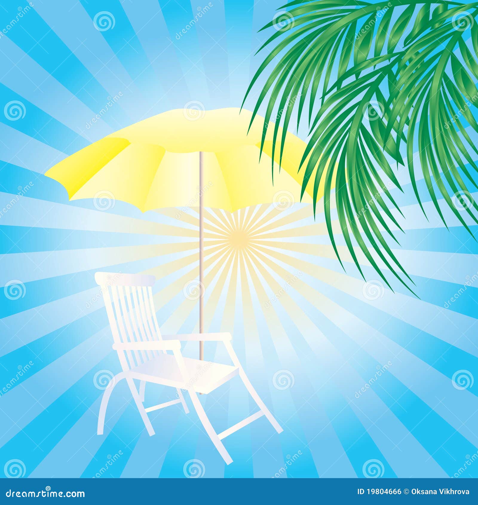 Sun beds and umbrellas stock vector. Illustration of deckchair - 19804666