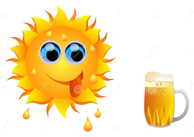 Sun and beer stock vector. Illustration of expression - 39495412