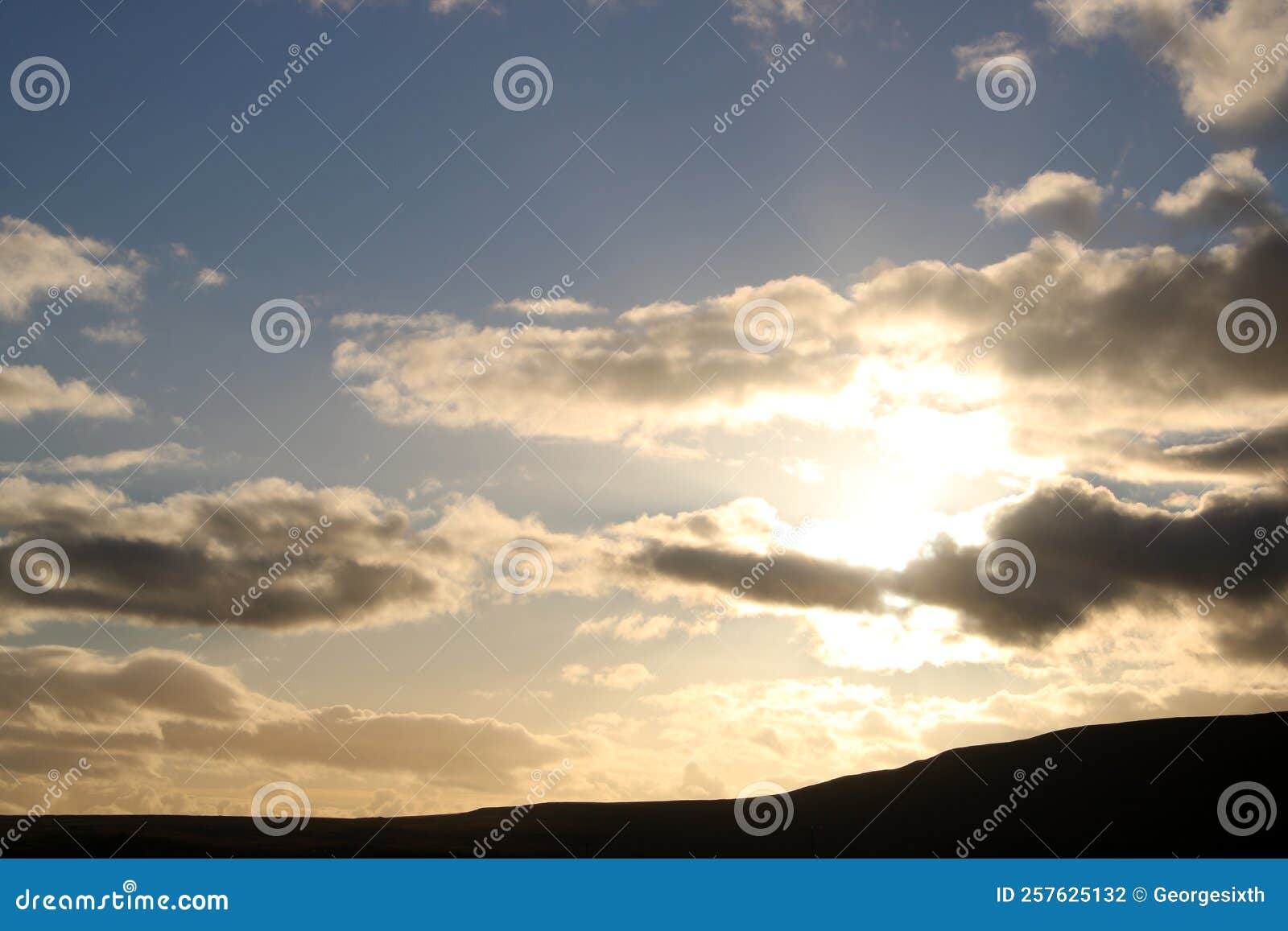 Sun Behind Clouds Near Sunset Sunny Day Stock Photo - Image of blue ...