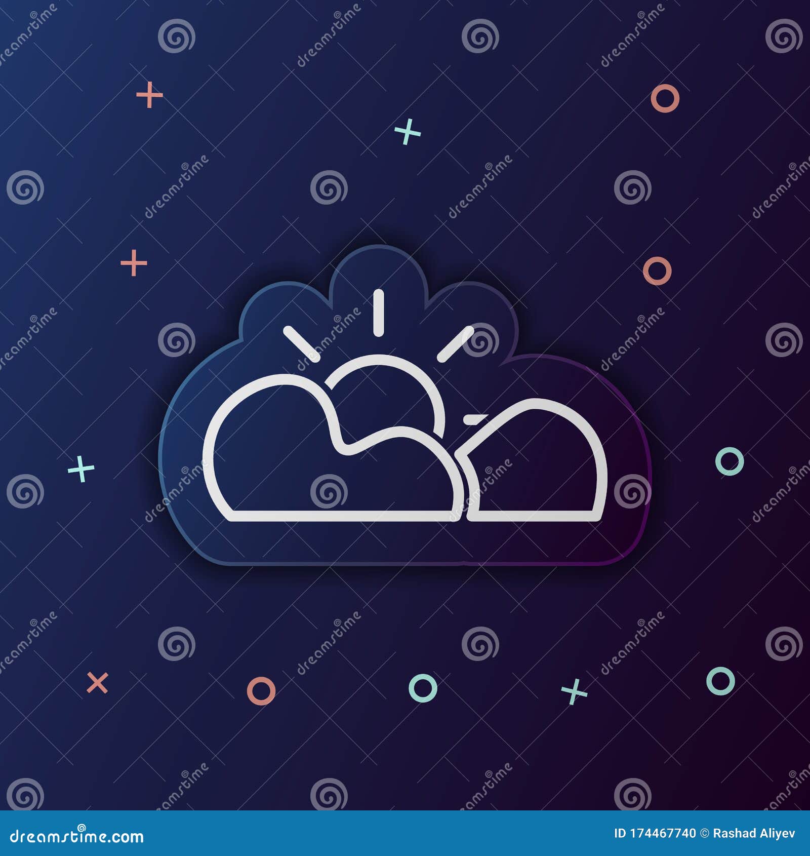 The Sun Behind the Clouds Nolan Button Icon. Simple Thin Line, Outline Vector of Web Icons for ...