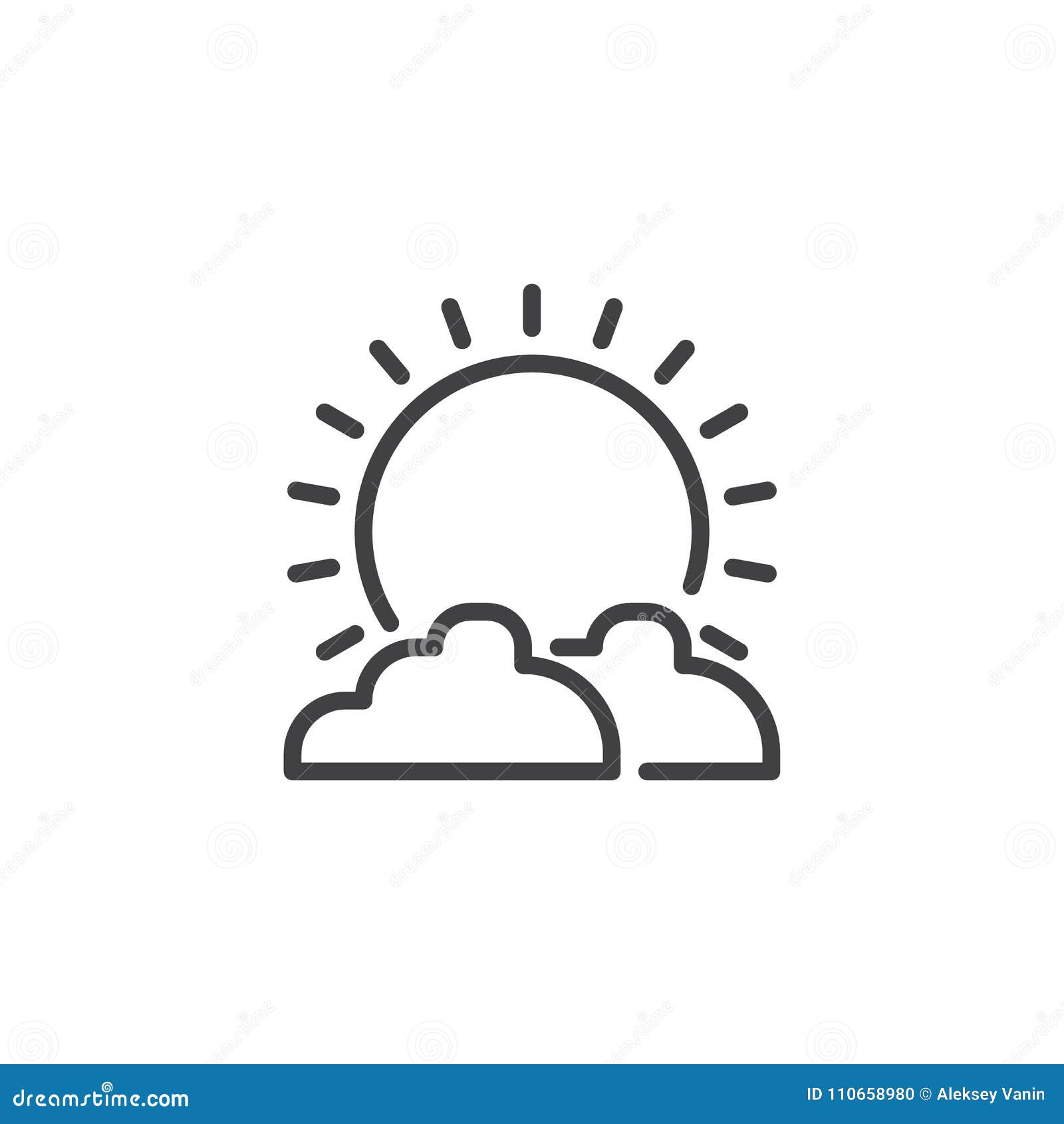 Sun Behind the Clouds Outline Icon Stock Vector - Illustration of ...