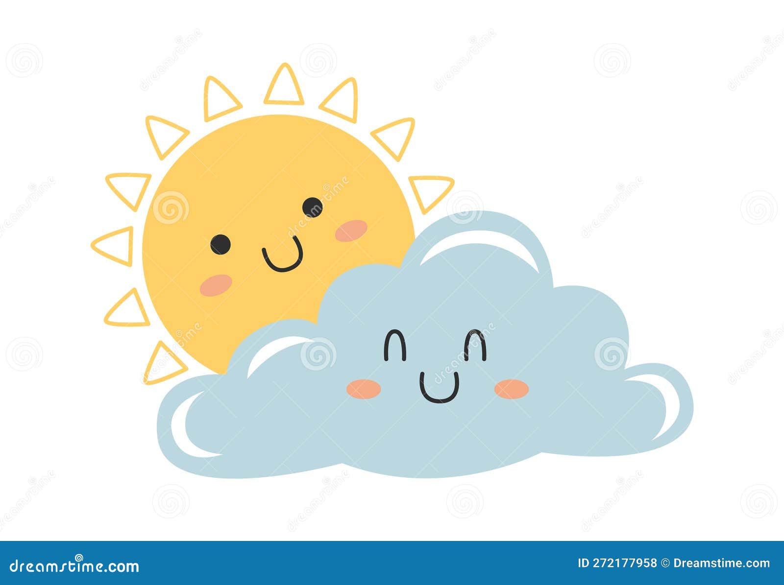 Sun Behind Clouds Partly Cloudy Weather Characters Stock Vector ...
