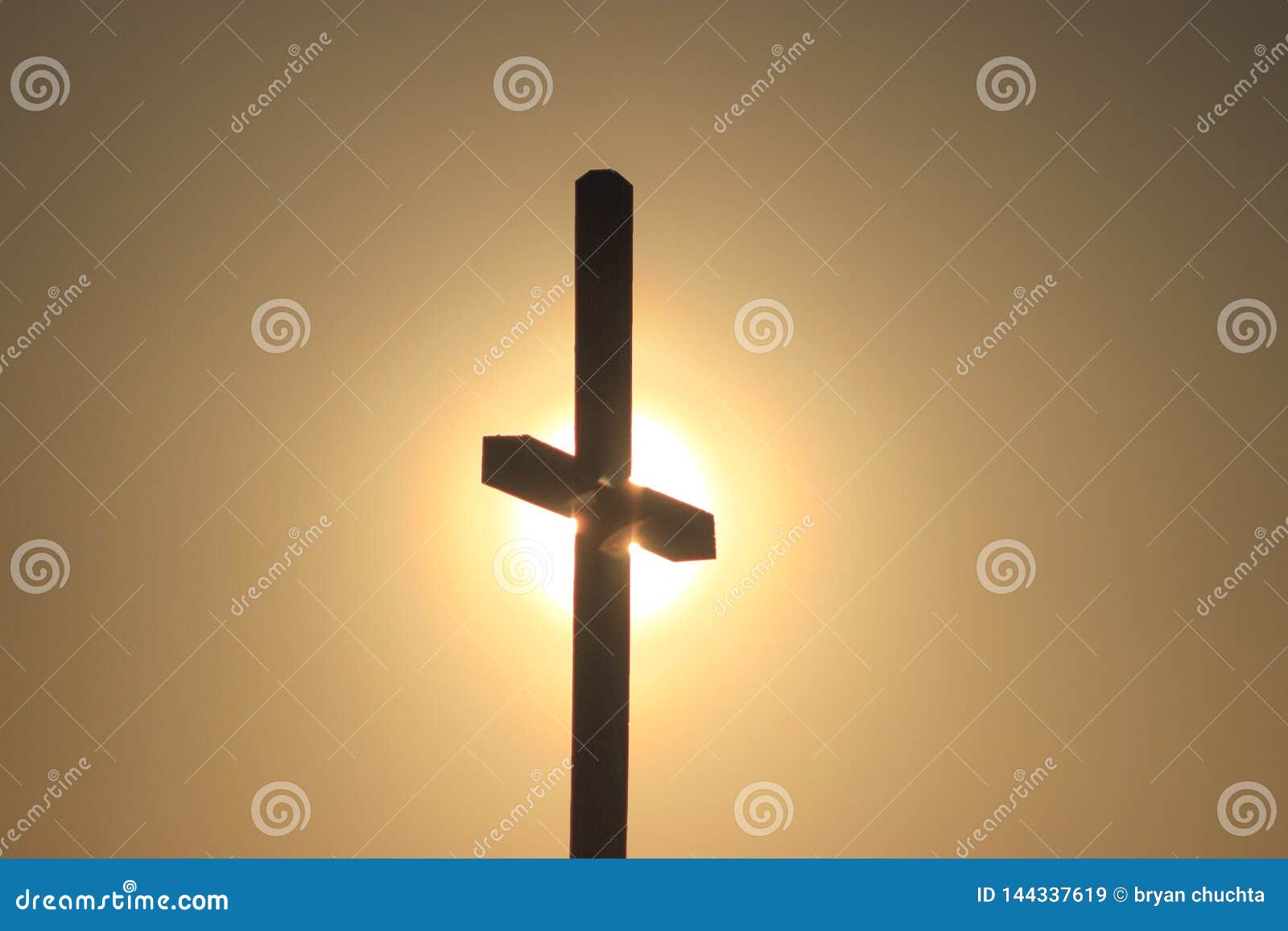 Sun behind a cross stock image. Image of cross, bright - 144337619
