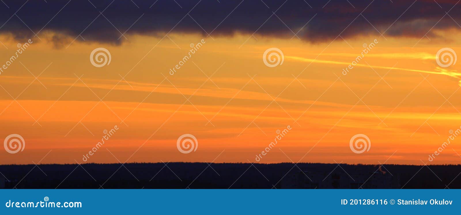 Sun Below the Horizon and Clouds in the Fiery Dramatic Orange Sky at ...