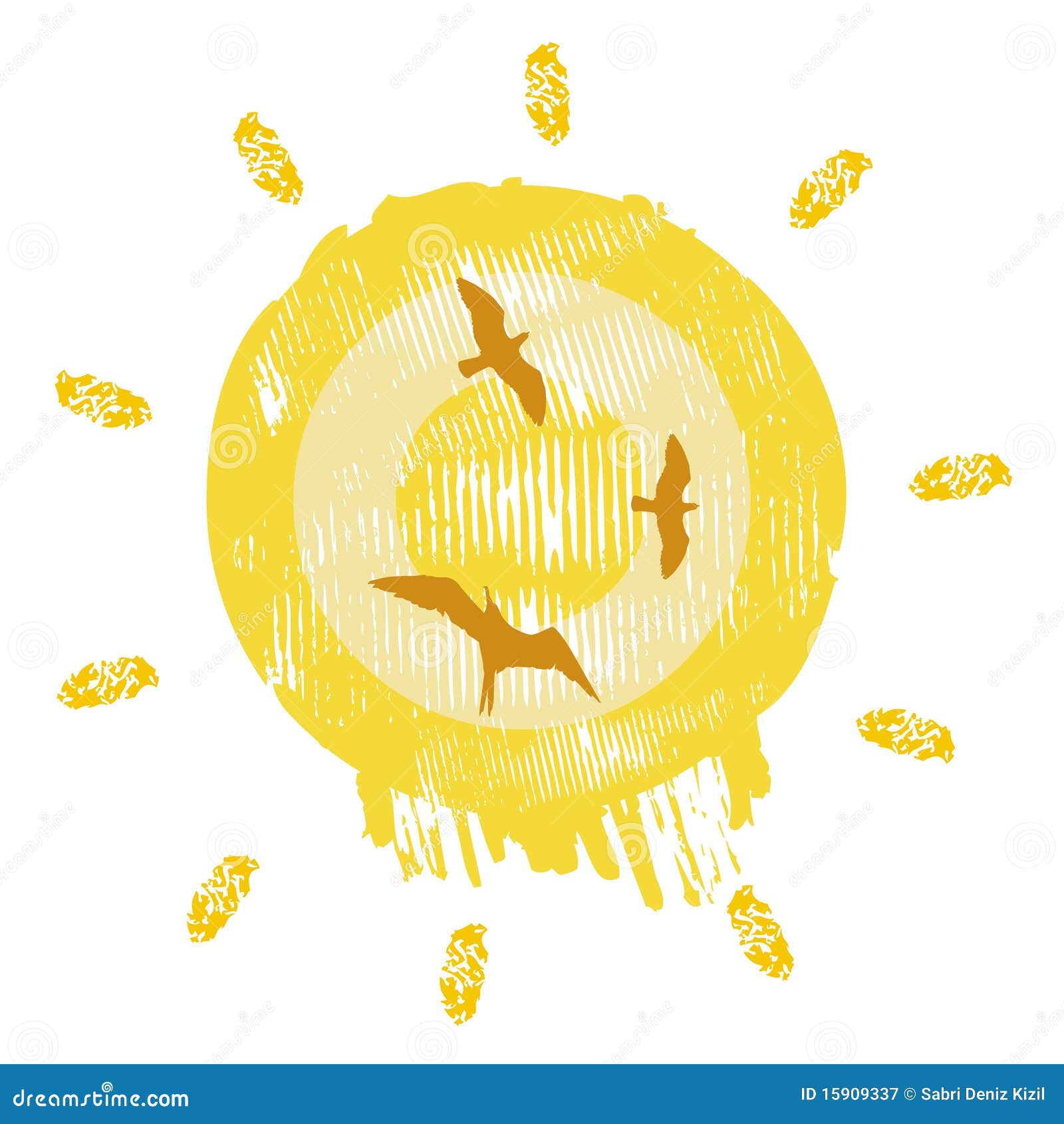 Sun with bird stock vector. Illustration of flying, indigenous - 15909337