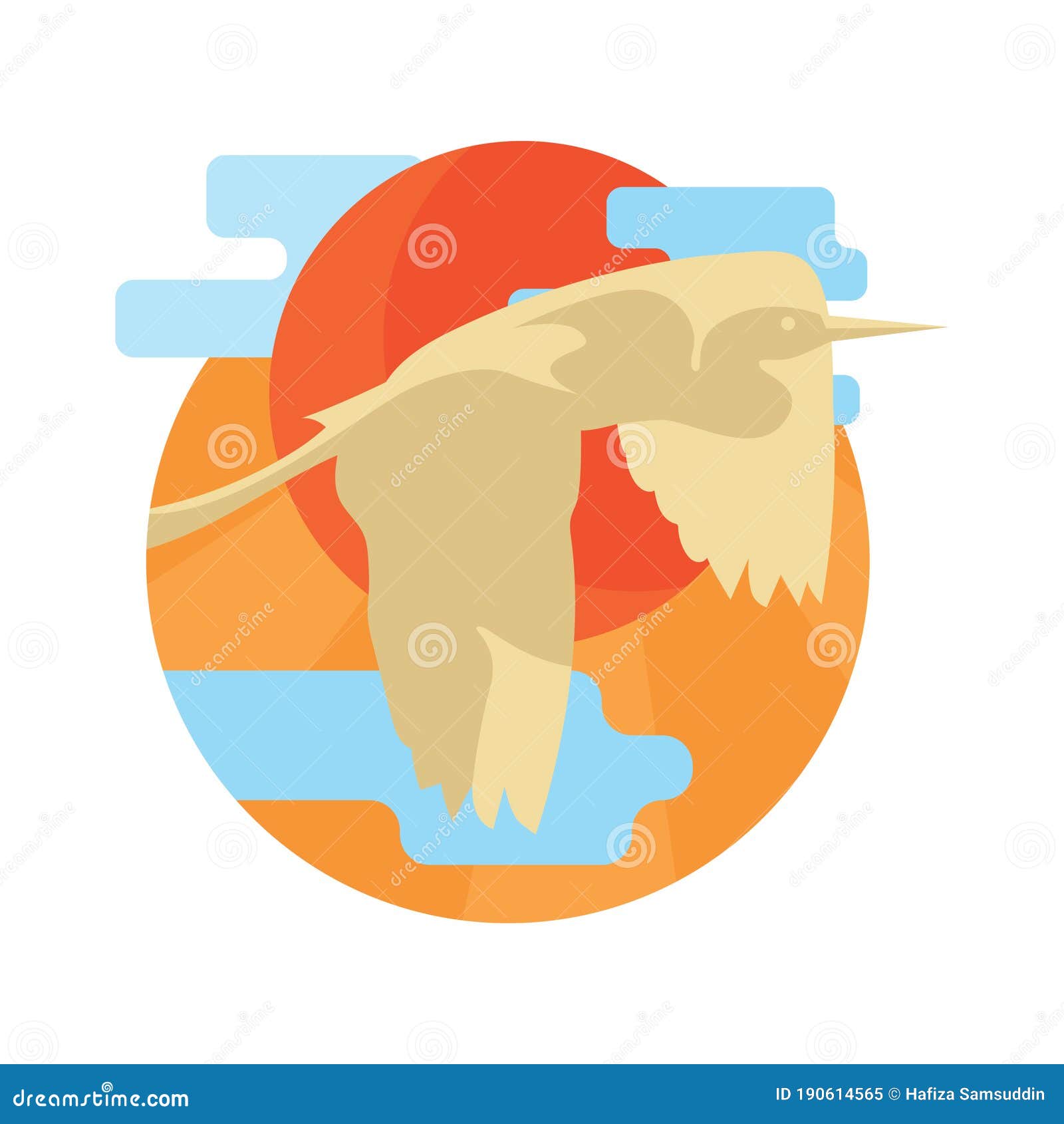 Sun and Bird. Vector Illustration Decorative Design Stock Vector ...