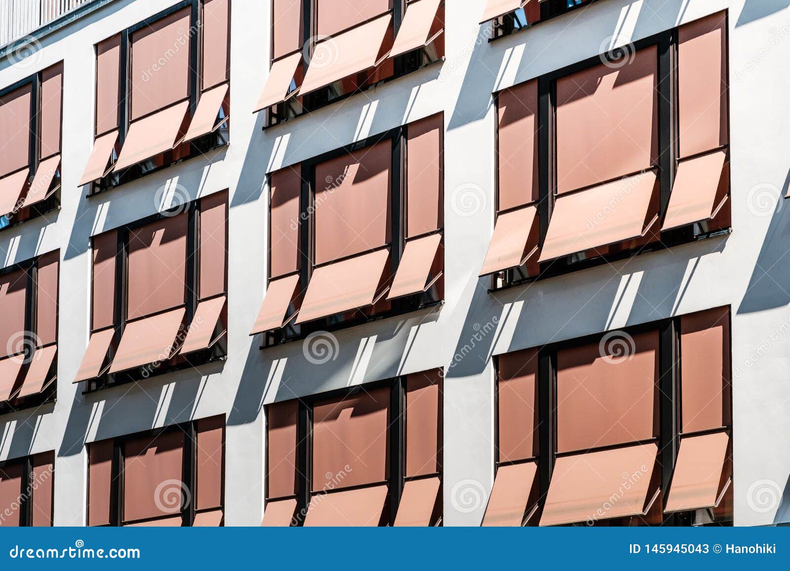 Sun Blinds on Building Facade , Modern Sunshades / Awnings Stock Image ...