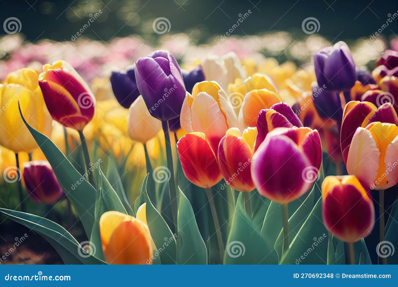 Sun-blooming Bright Tulip Flower in Field or Forest. Stock Illustration ...