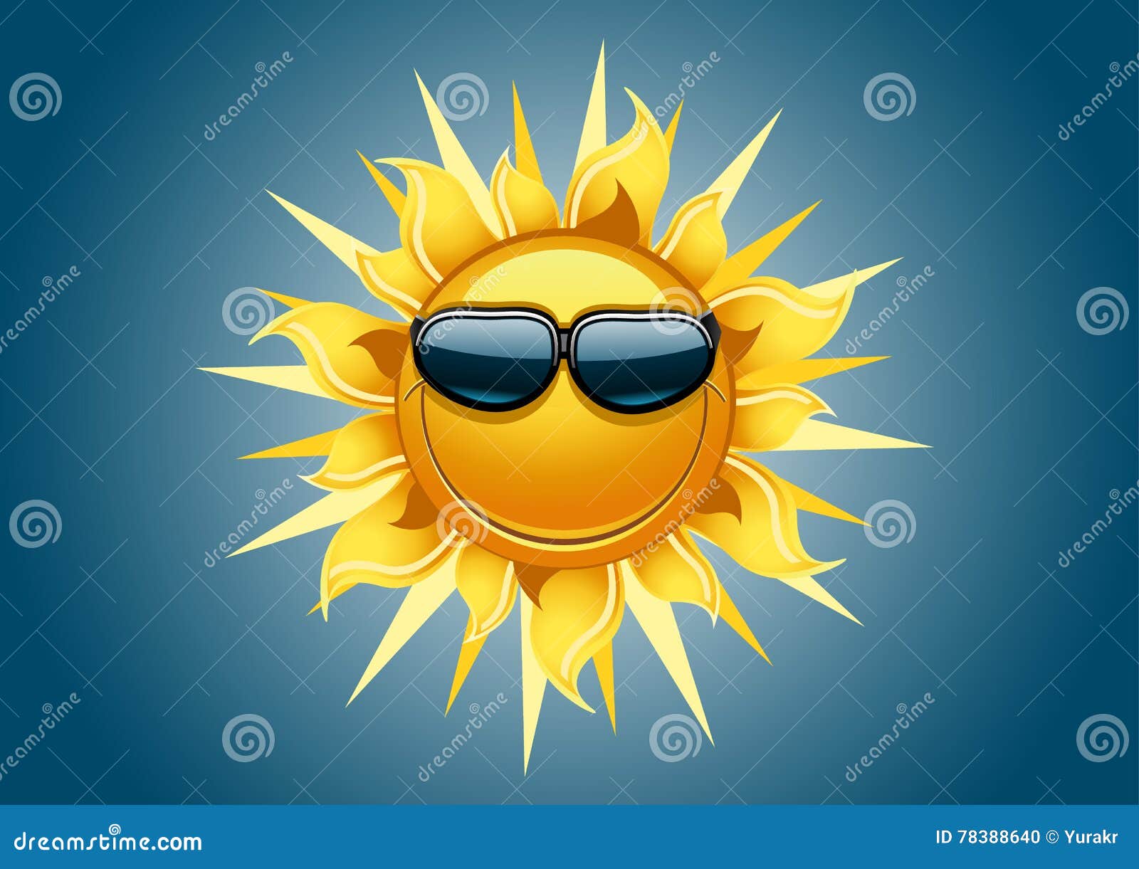 Sun on blue background stock vector. Illustration of seasonal - 78388640
