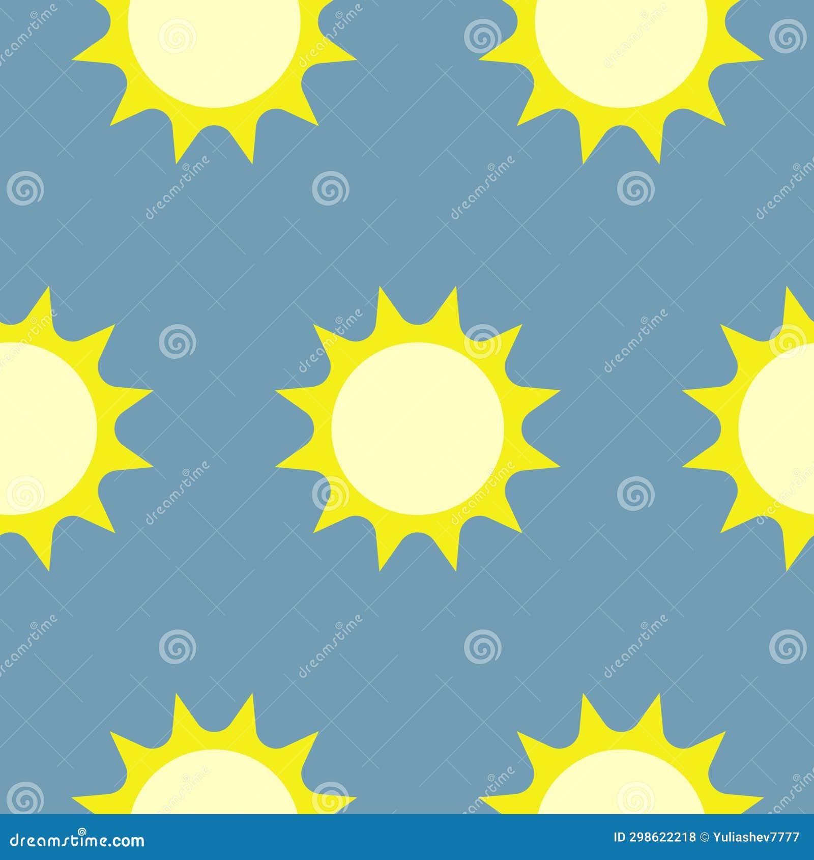 Sun on a Blue Background, Seamless Pattern, Vector Stock Illustration ...
